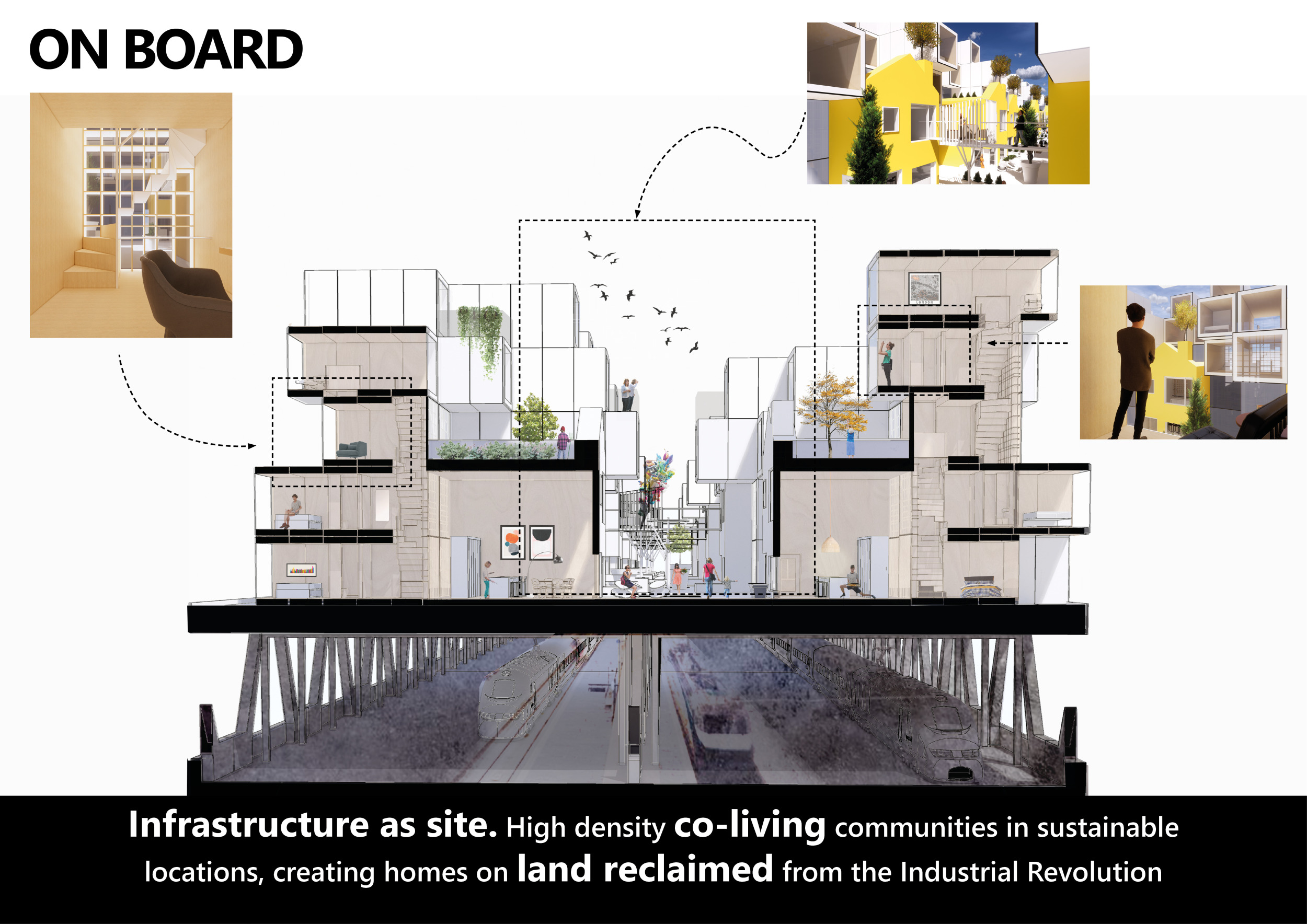 Architecture project // Community Living Above Railways with Modular Decks
