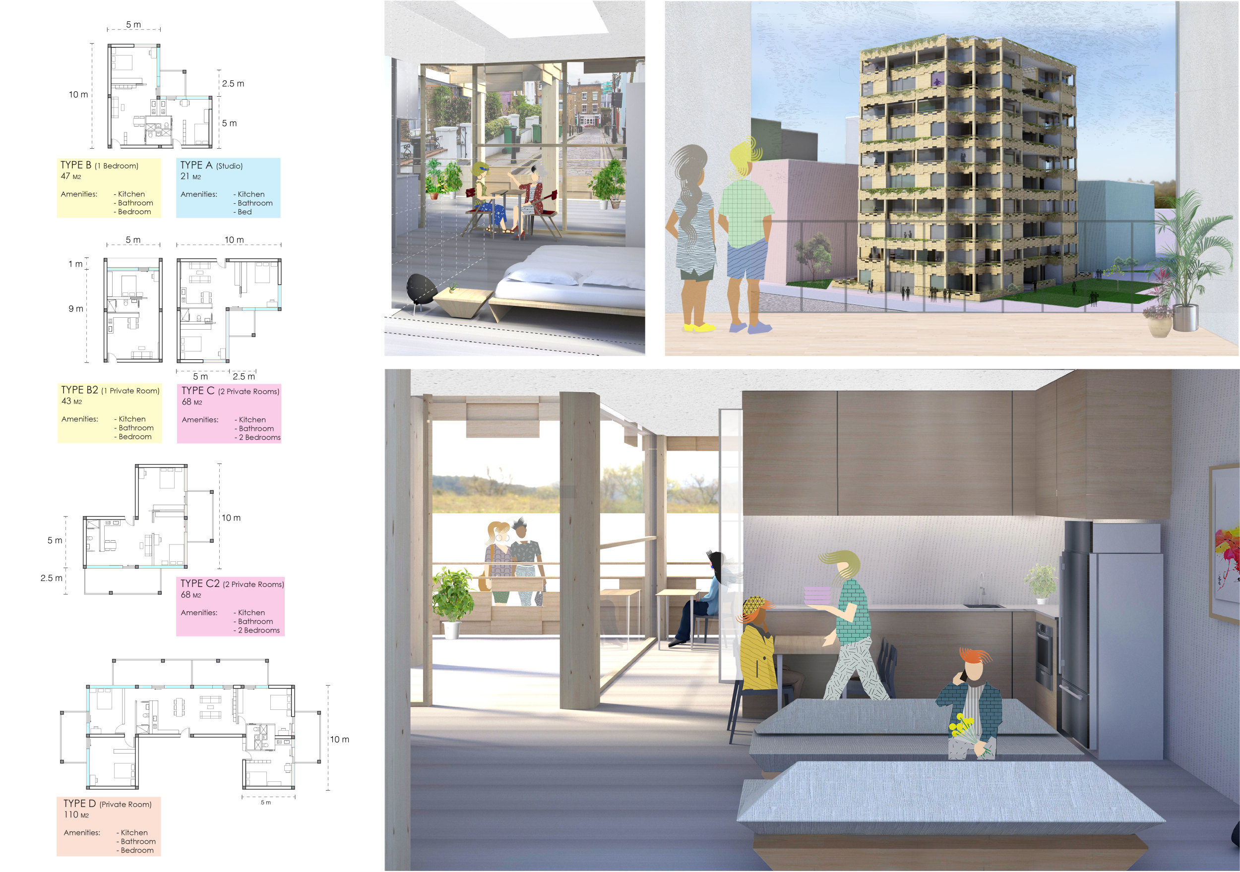 Architecture project // Balconies and Greenery Define Modular Urban Living
