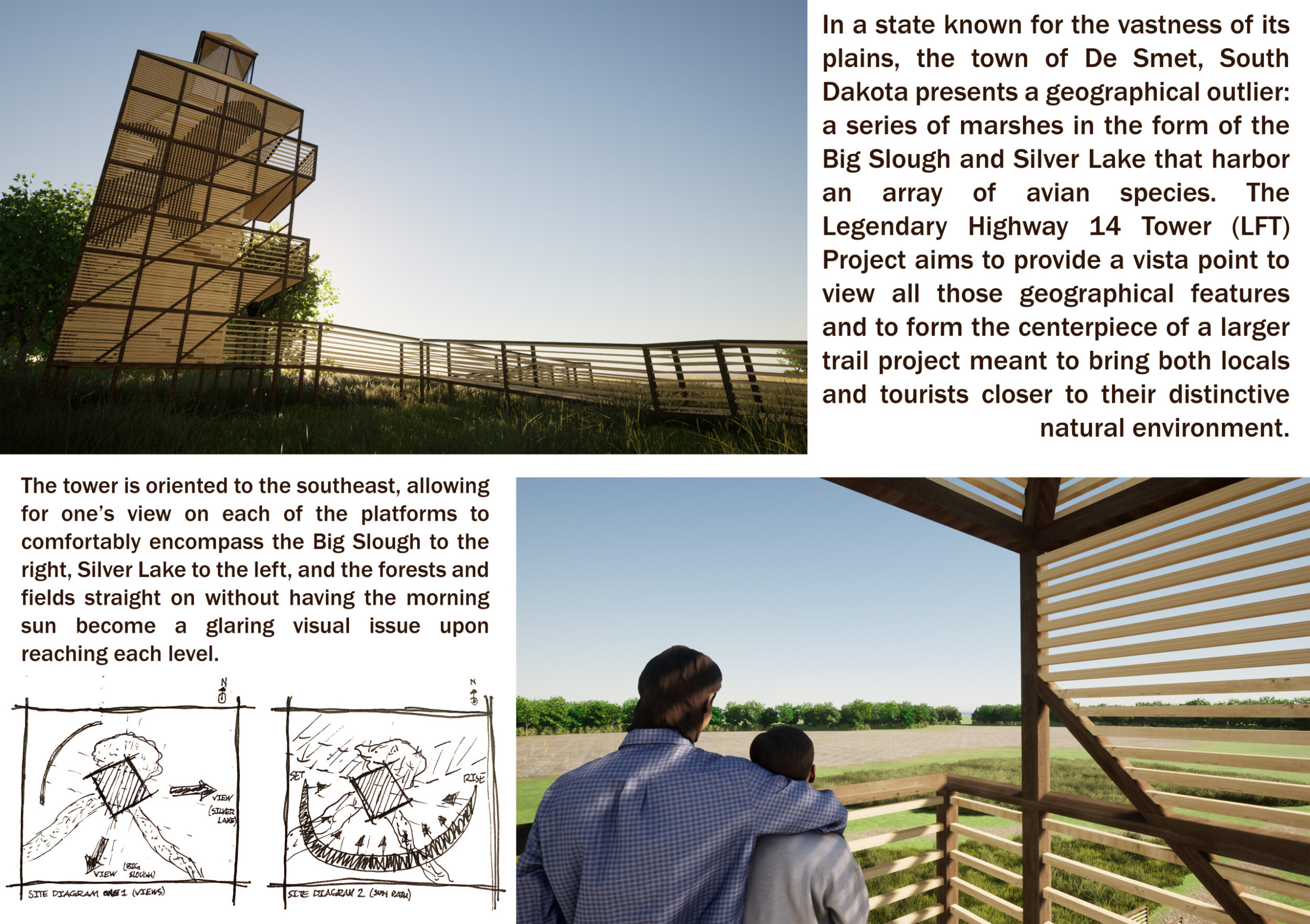 Architecture project // Elevated Observation Tower Constructed with Light and Dark Wood ...