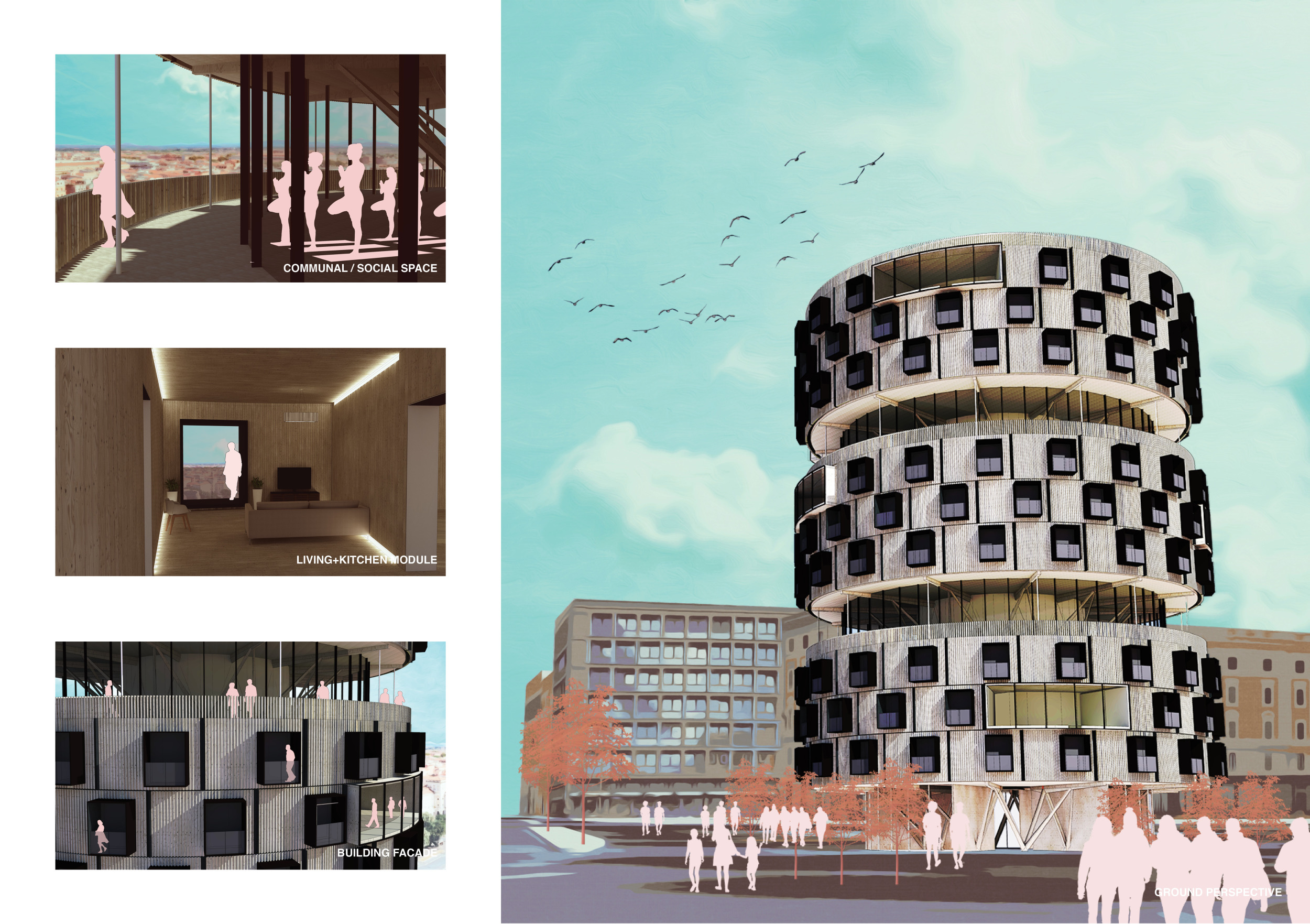 Architecture project // Cylindrical CLT Towers Promoting Community ...
