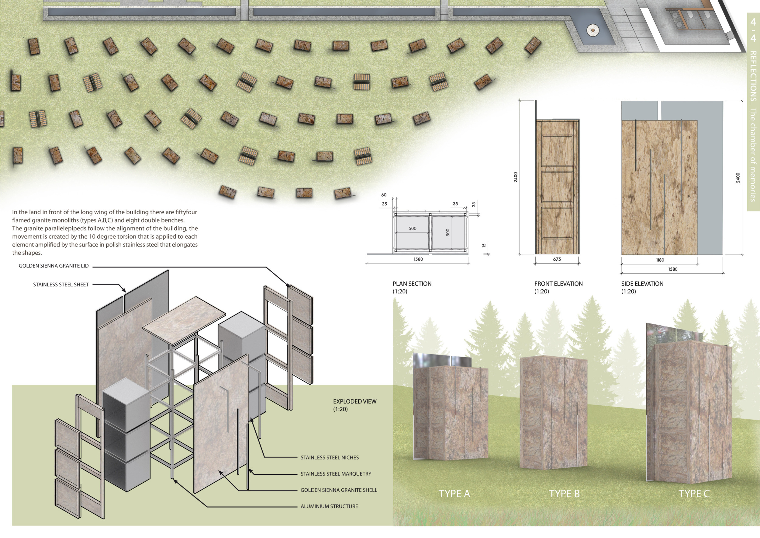Architecture project // Granite Monoliths and Stainless Steel Create ...
