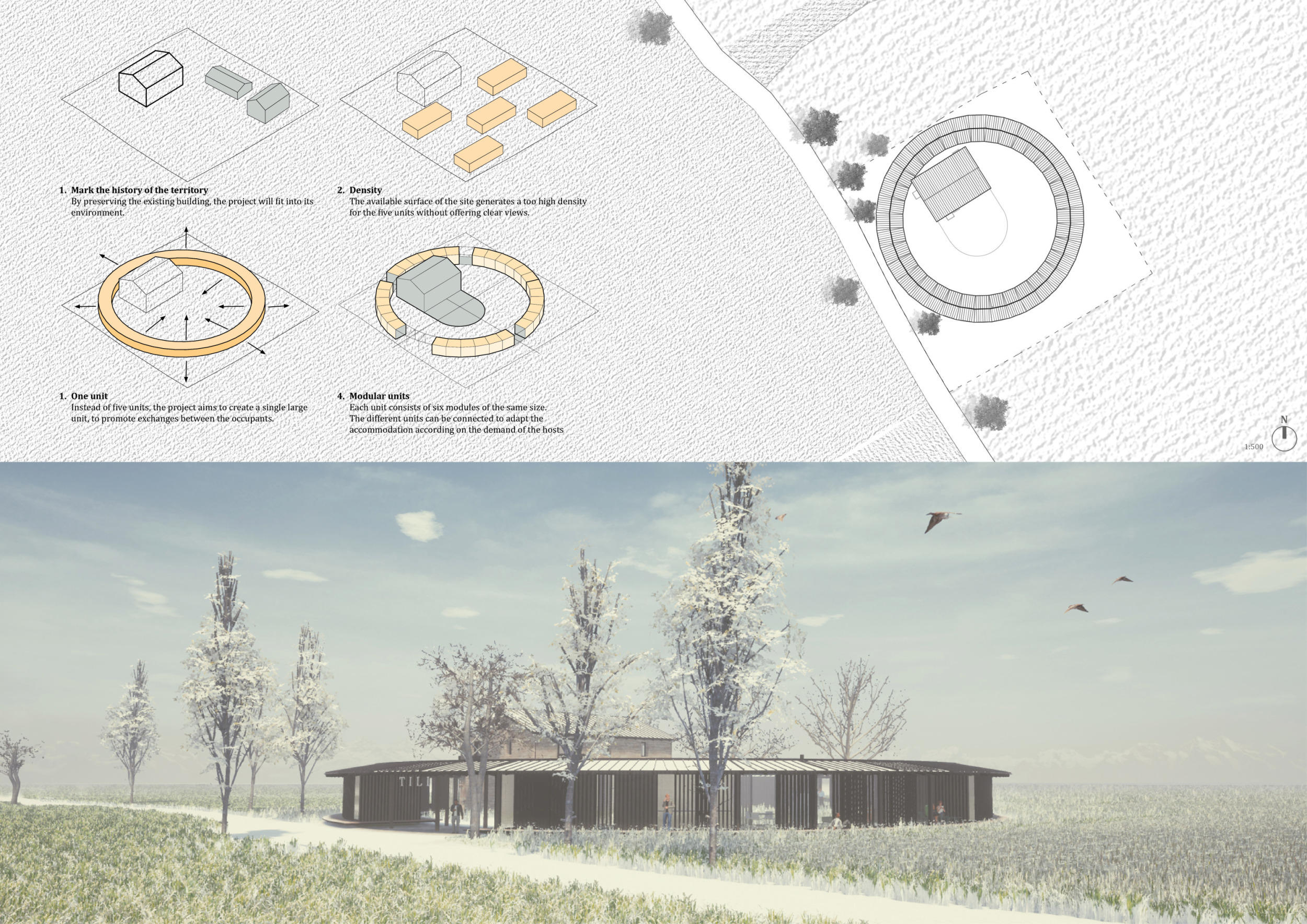 Architecture project // Circular Guest Houses Emphasizing Micro-Modular ...
