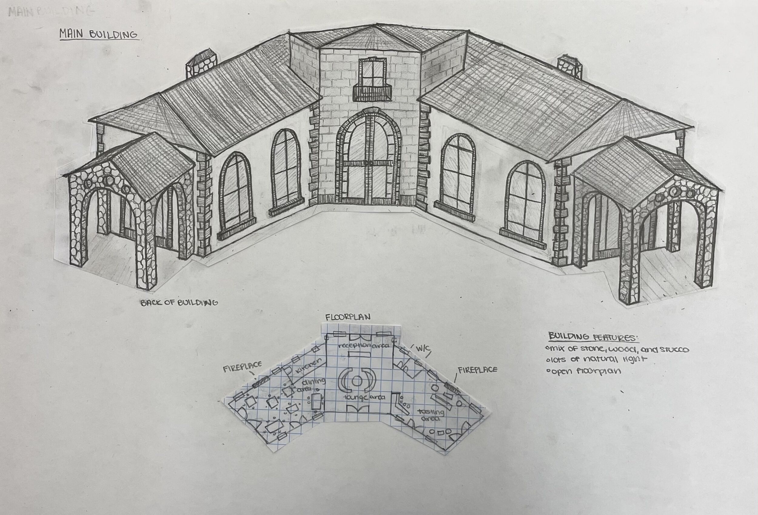 Architecture project // Gabled Roof Cottages with Stucco Finish and ...