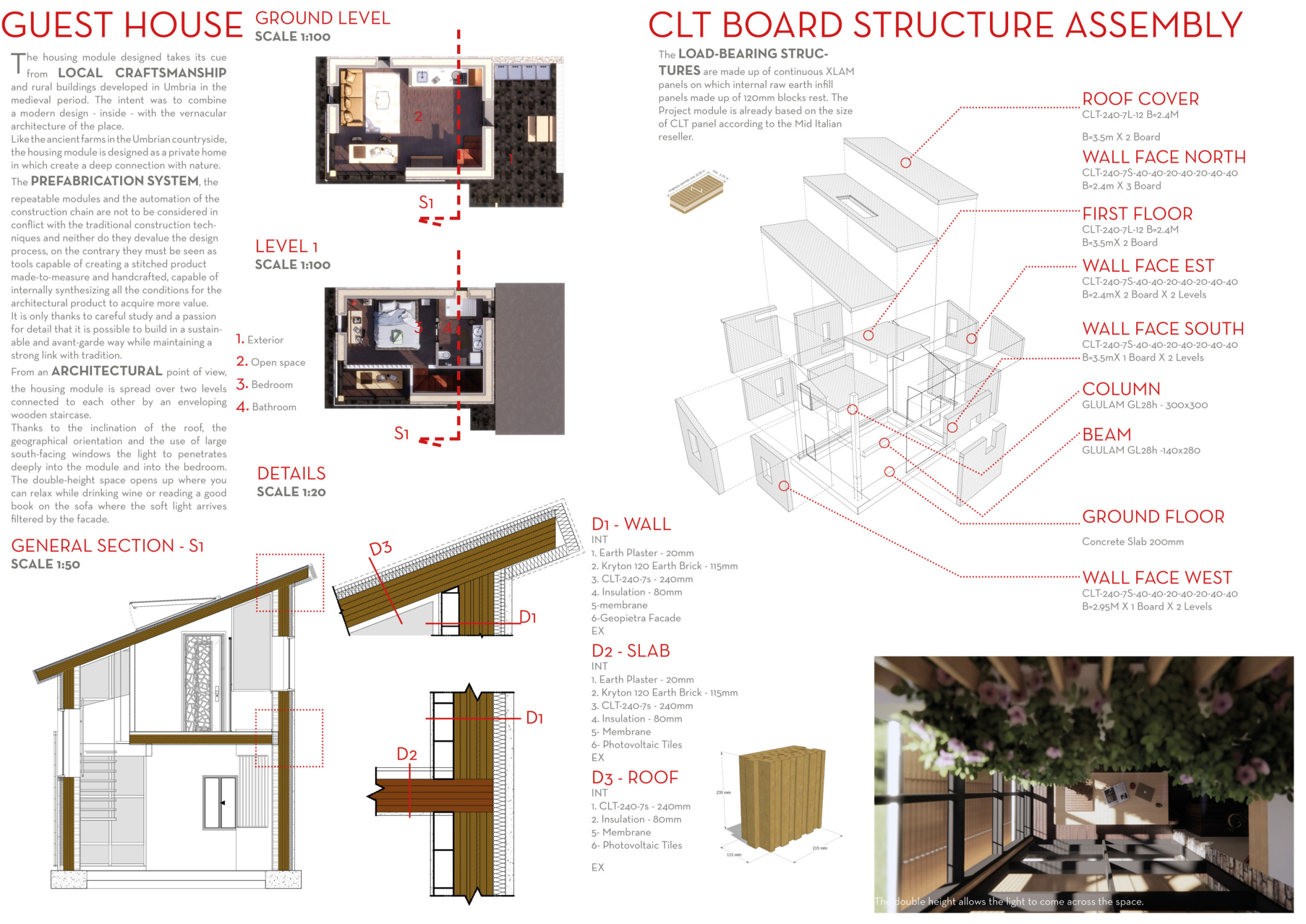 Architecture project // Earth Infill and Xlam Panels in a Two-Level ...
