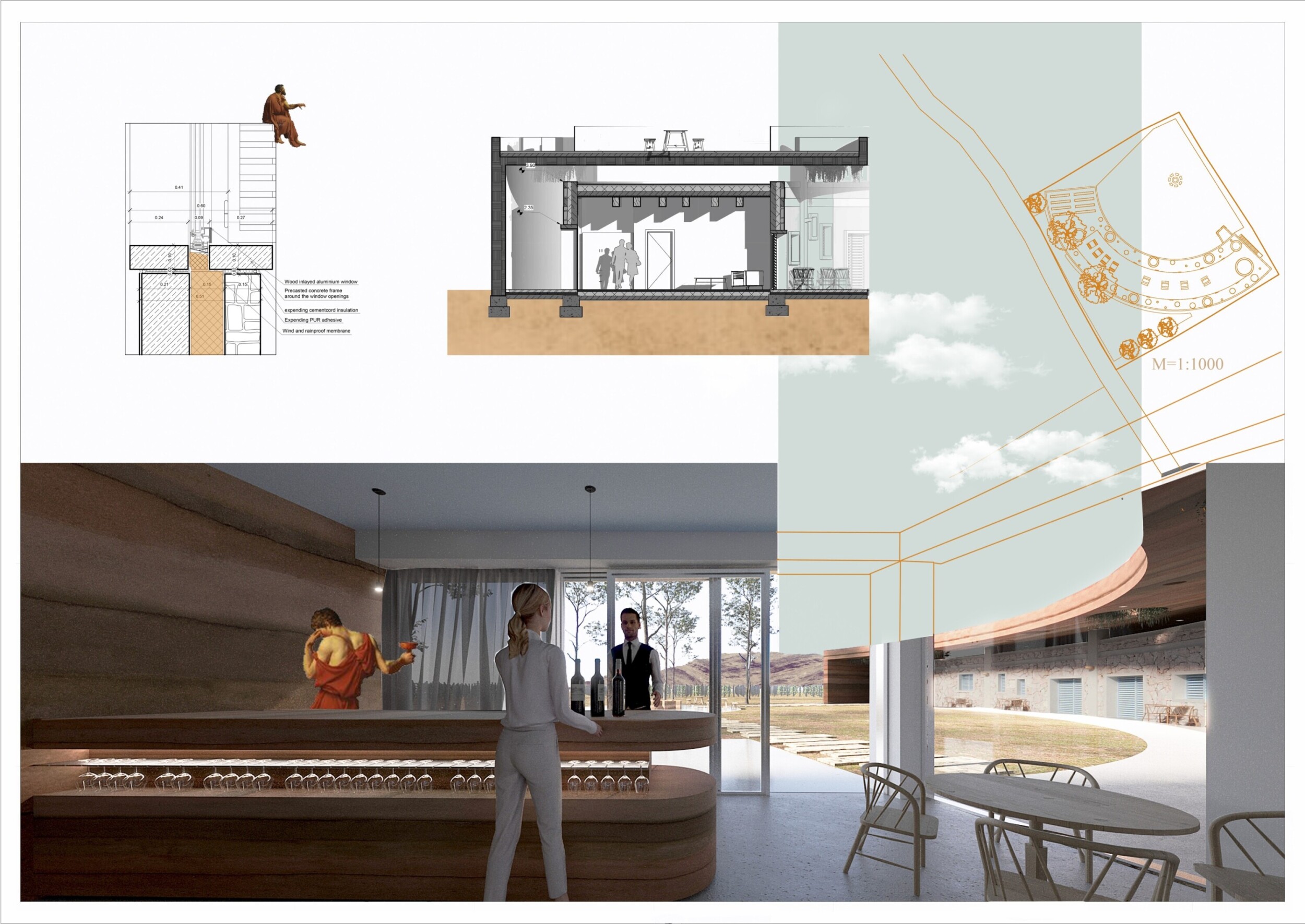 Architecture project // Rammed Earth Structures with Rainwater Gardens ...