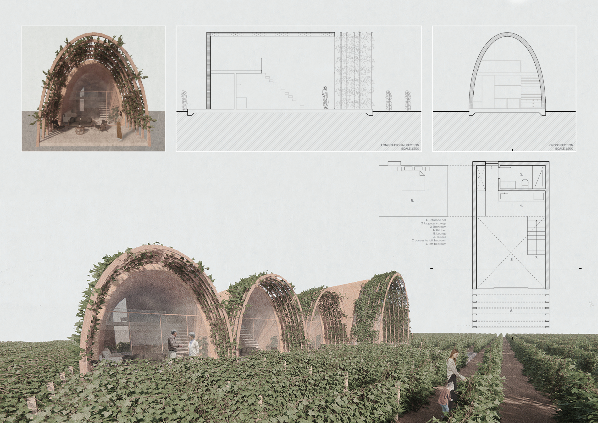 Architecture project // Roman Brick Pavilion Integrated with Vineyards ...