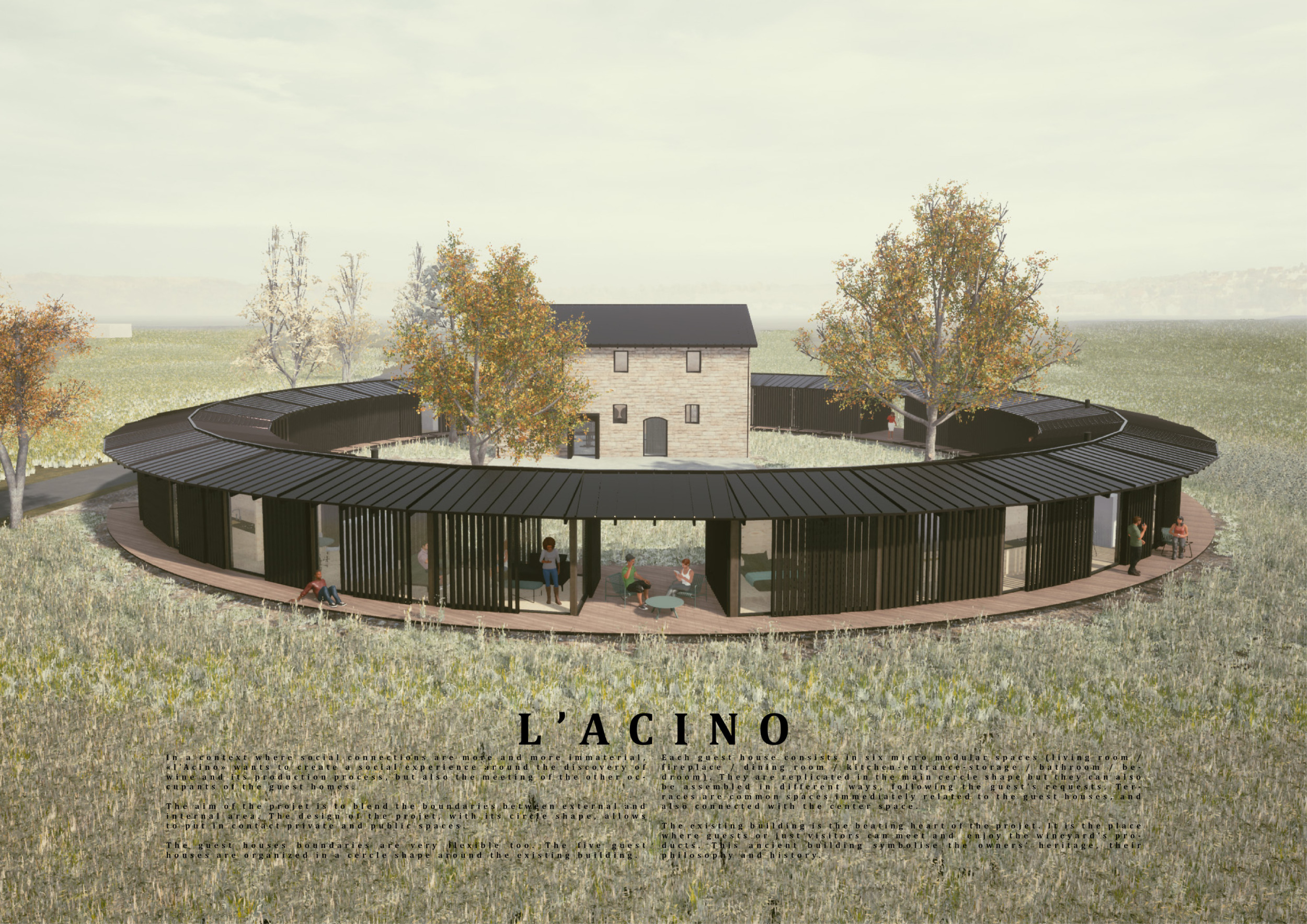 Architecture project // Circular Guest Houses Emphasizing Micro-Modular ...