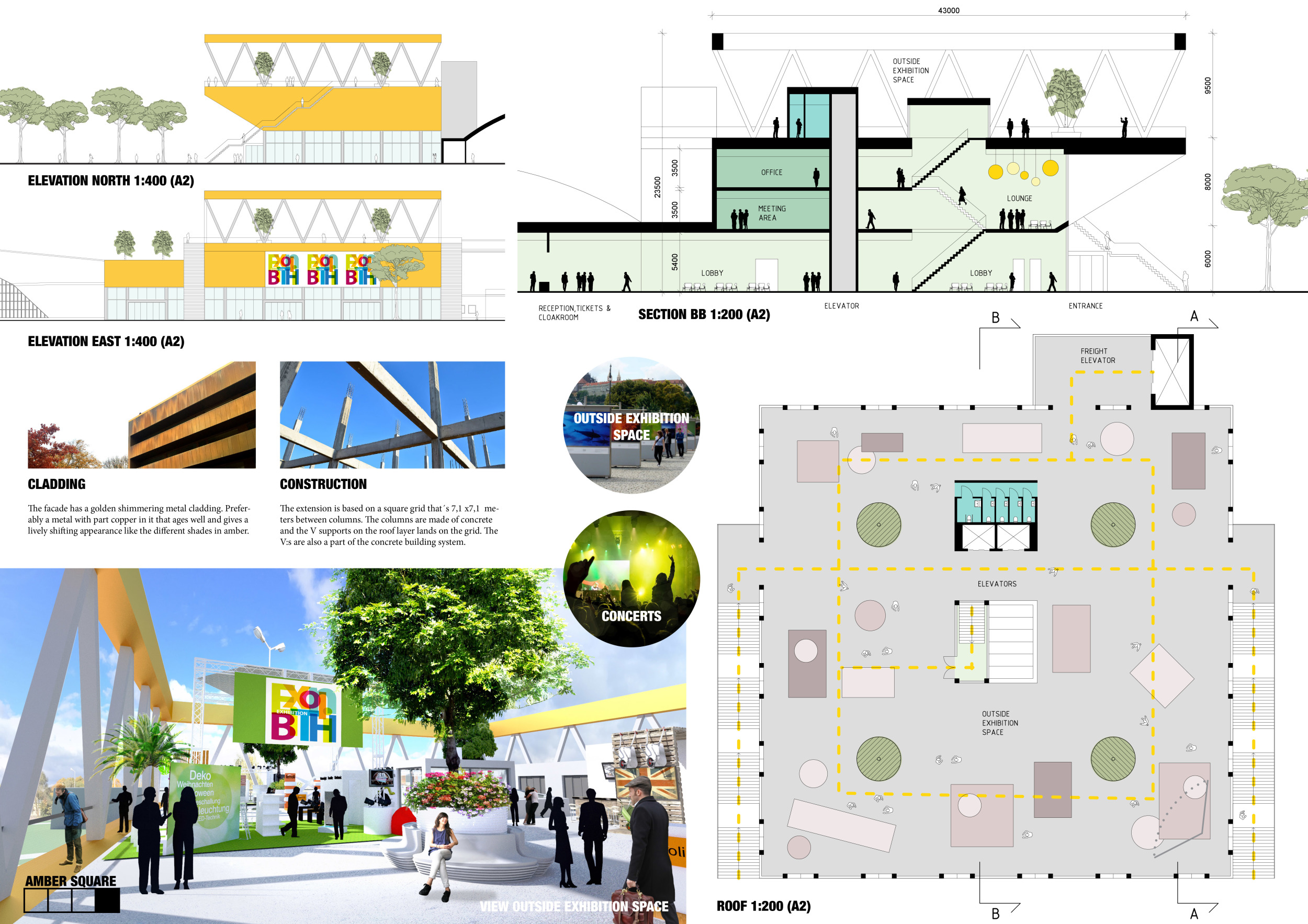 Architecture project // Golden Metal Cladding and Glass Facades in a ...