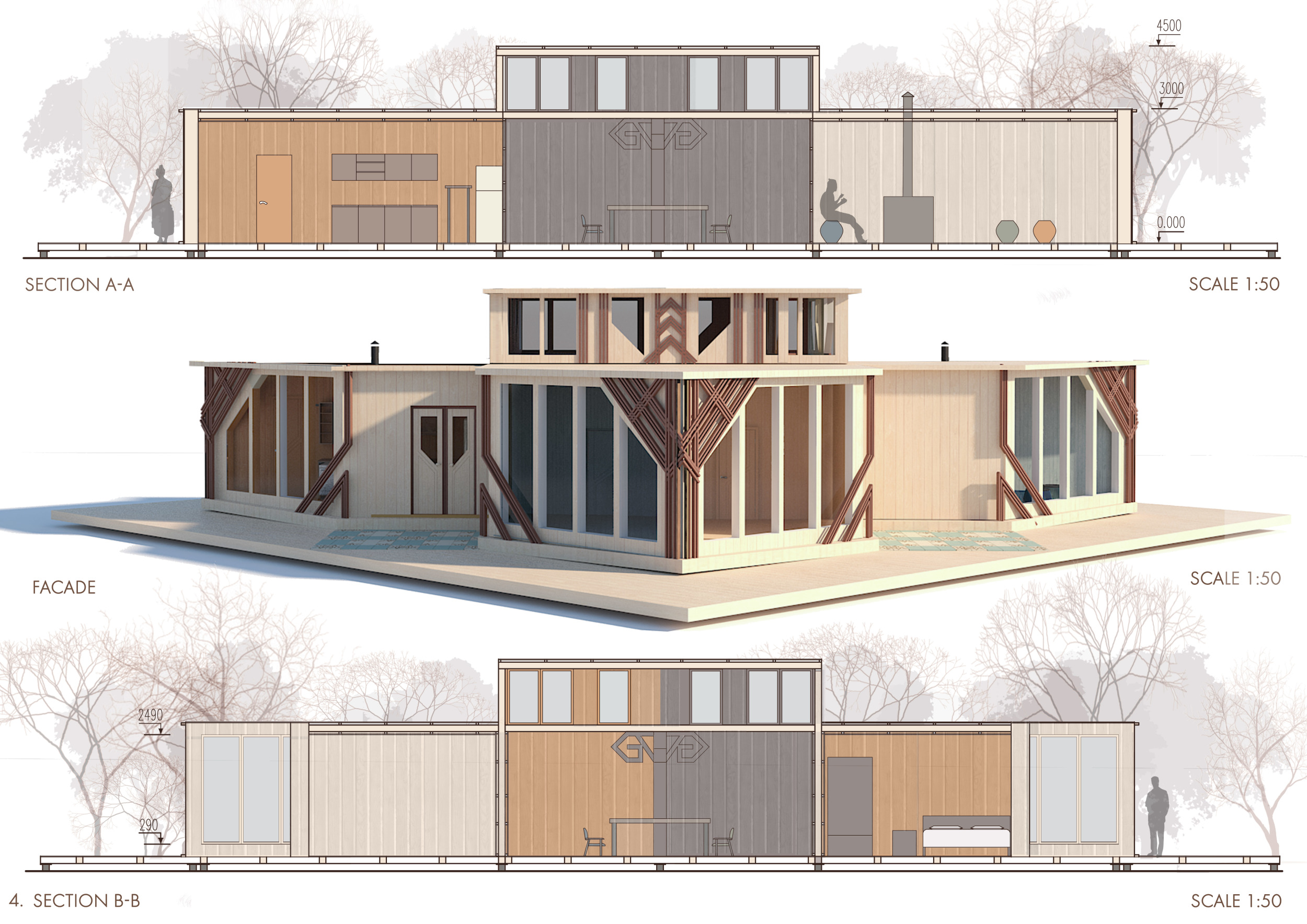 Architecture project // Tea-Making Master Class Center in Timber and ...
