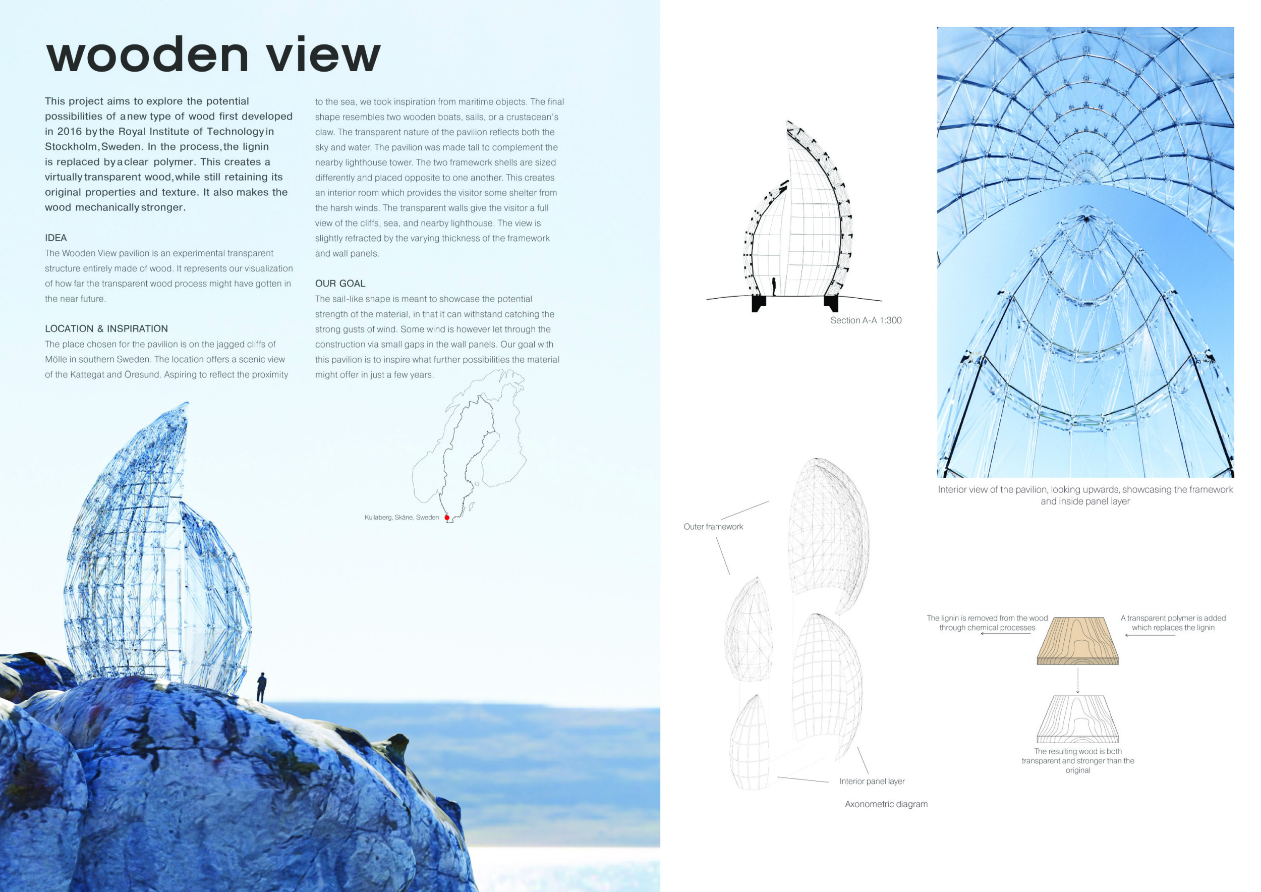 Architecture project // Transparent Wood Pavilion with Asymmetrical ...