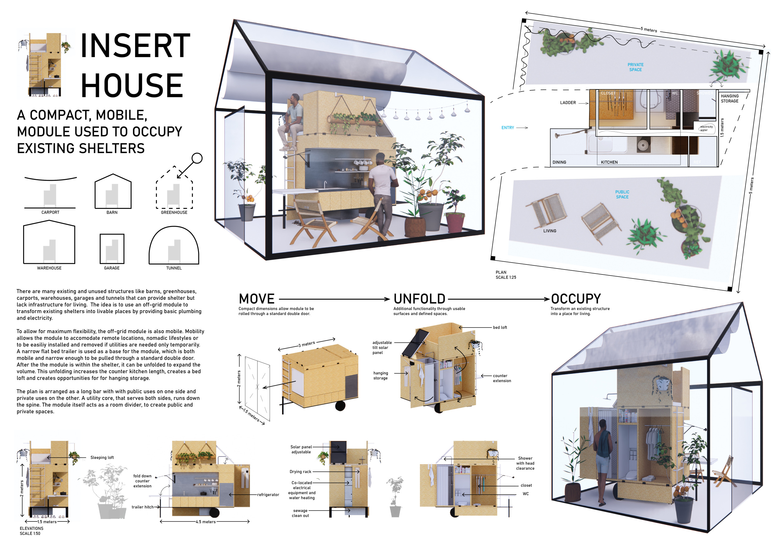 Architecture project // Mobile Module with Unfolding Loft for Adaptive ...
