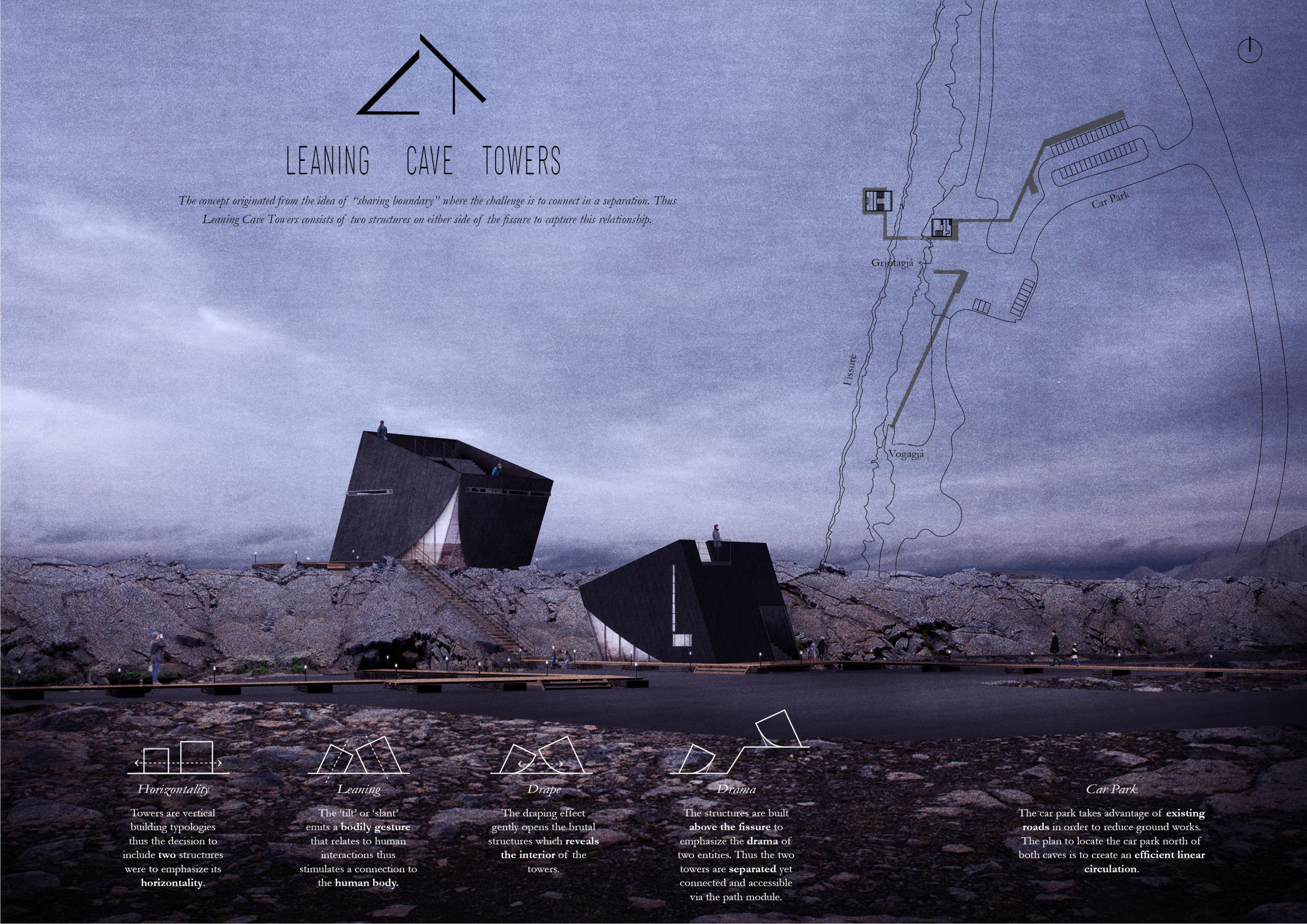 Architecture project // Draped Gabion Towers Embracing Natural Terrain ...
