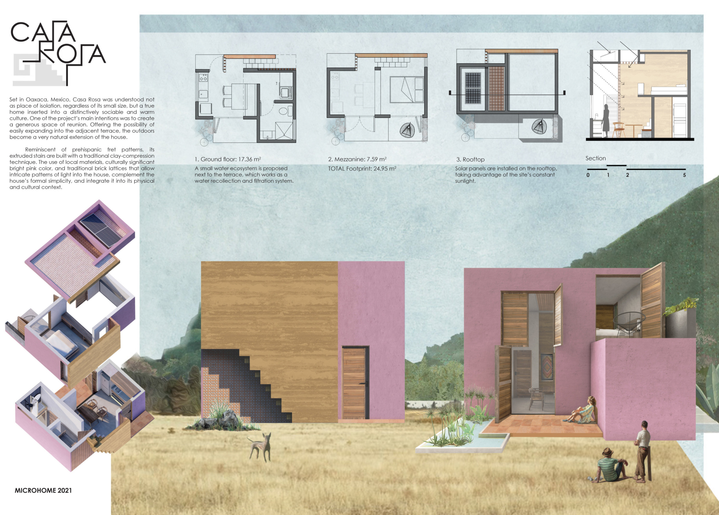 Architecture project // Bright Pink Home with Clay Stairs and ...