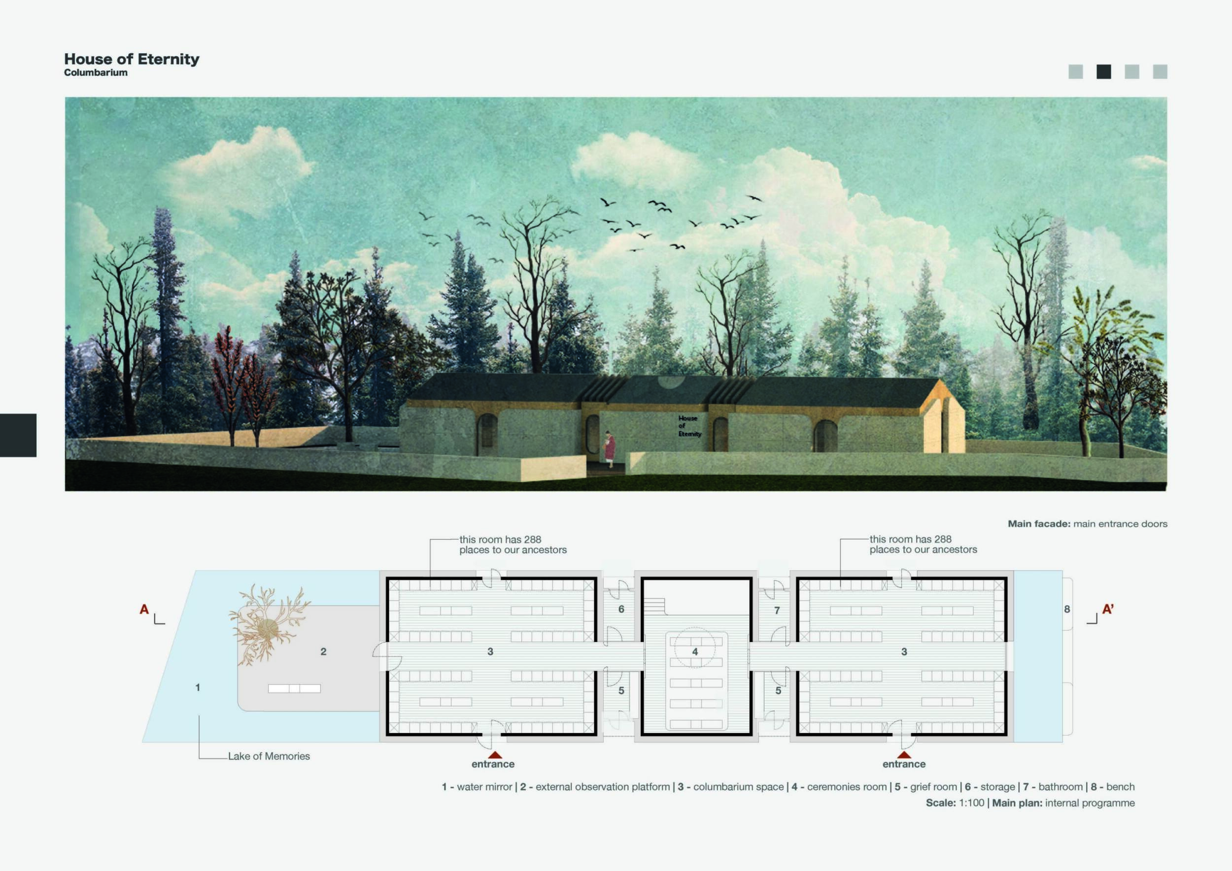 Architecture project // Water Feature and Stone Facade in a Reflective ...