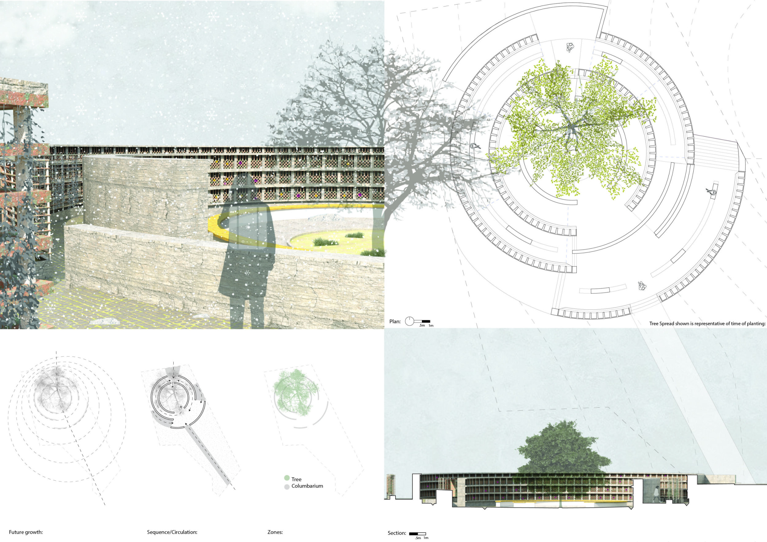 Architecture project // Radial Structure with Copper Trellises and ...