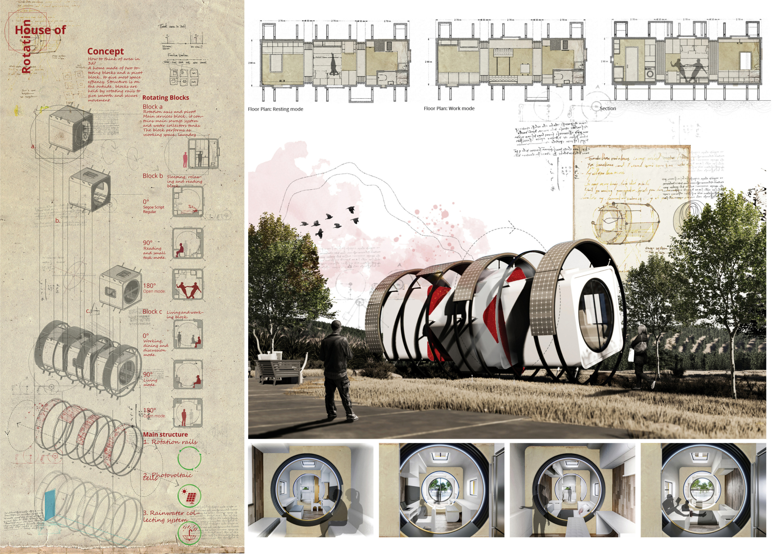 Architecture project // Dynamic Living Through Rotating Blocks in a ...