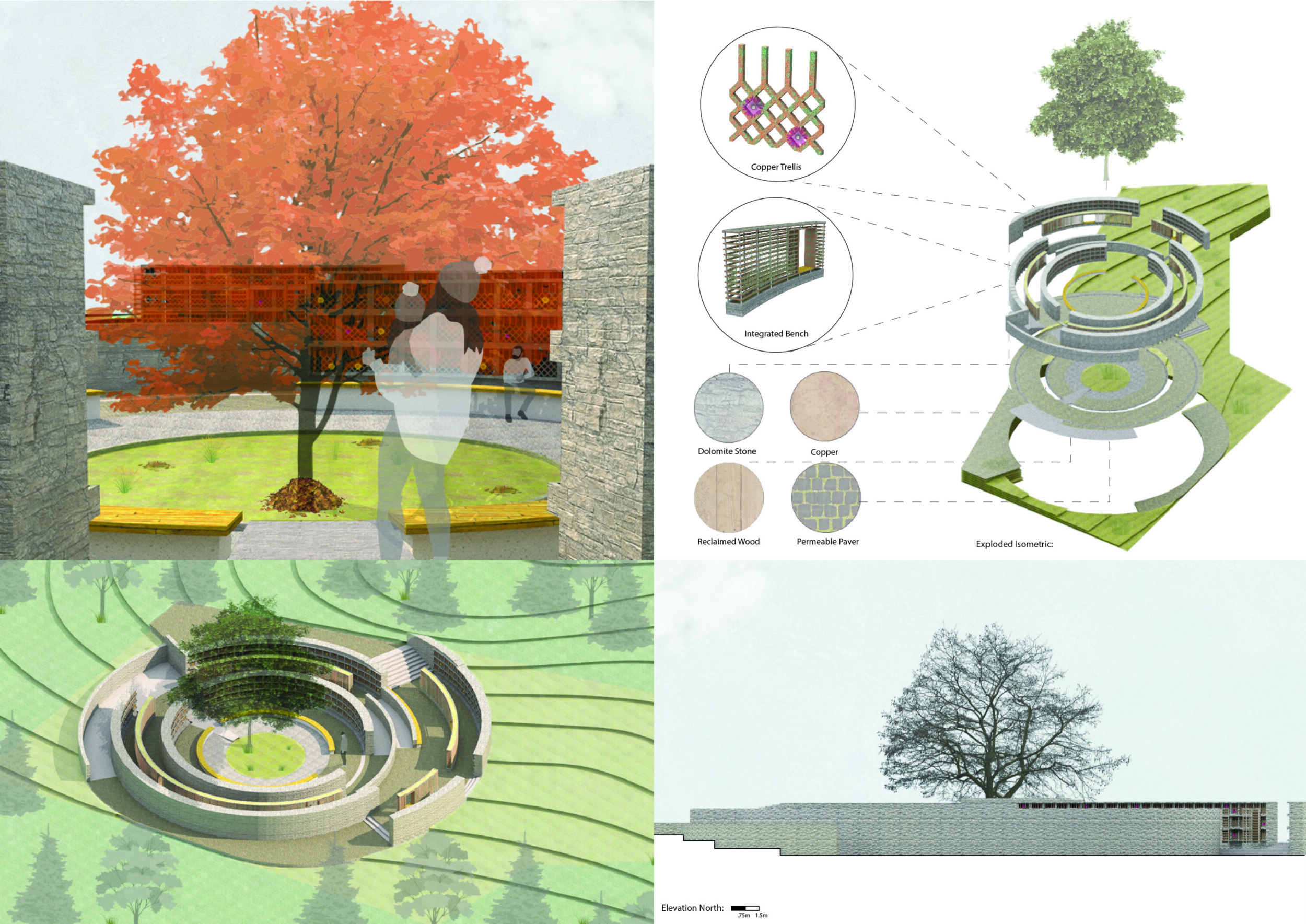 Architecture project // Radial Structure with Copper Trellises and ...