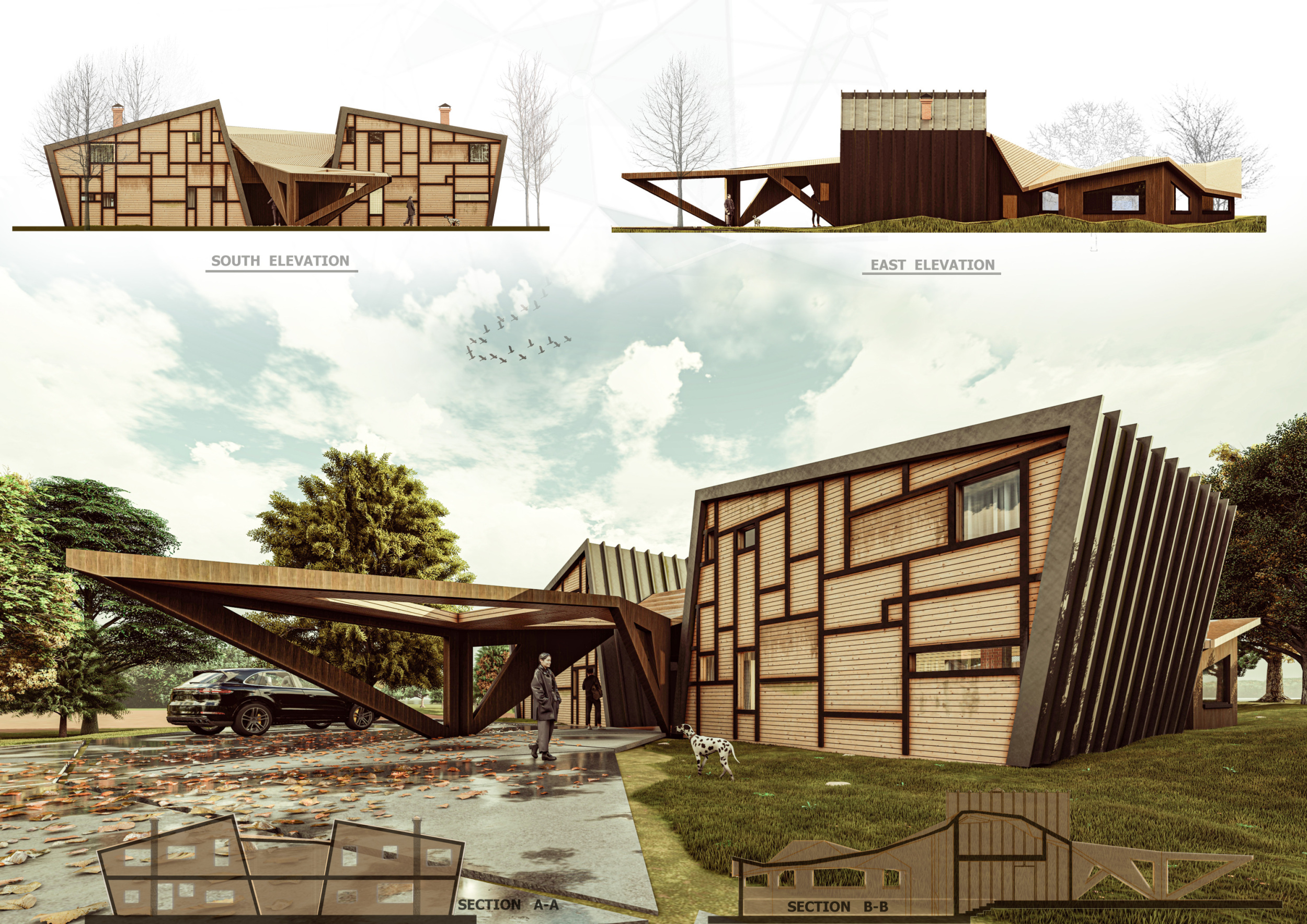 Architecture project // Fragmented Cube Design Enhanced by Local Wood ...