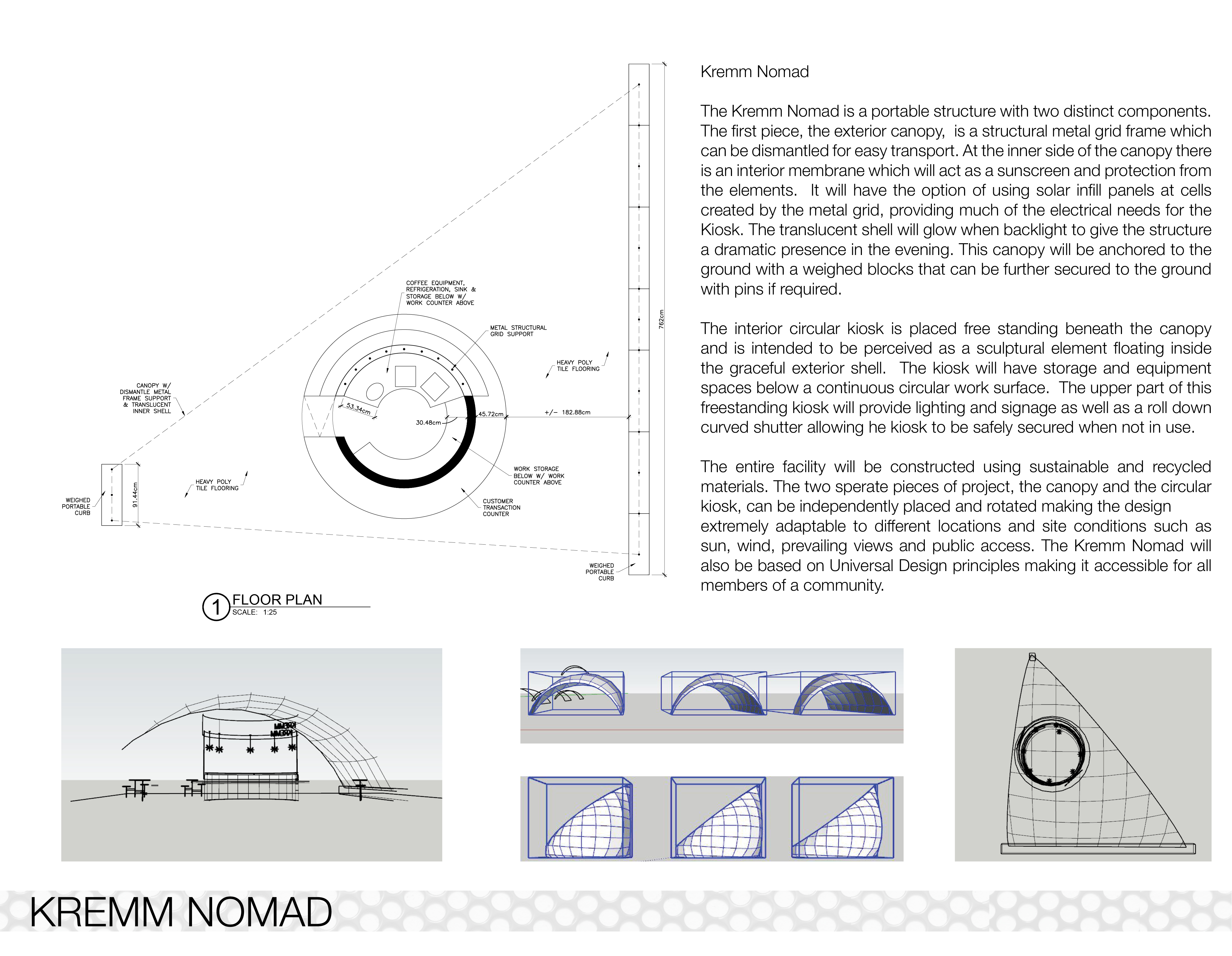 Architecture project // Translucent Shell Canopy with Metal Grid Frame ...