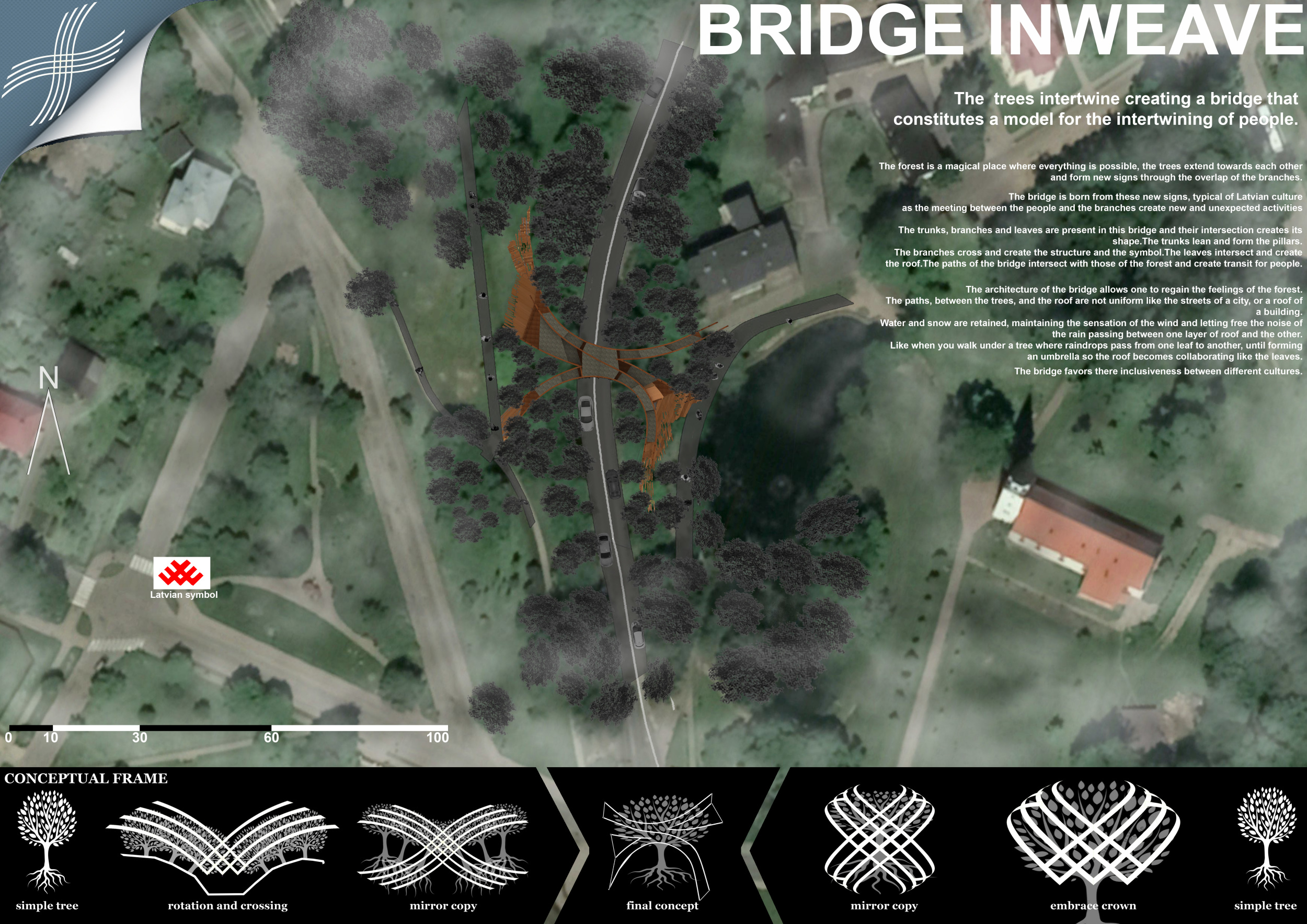 Architecture project // Canopy Roof Bridge Integrating Tree ...