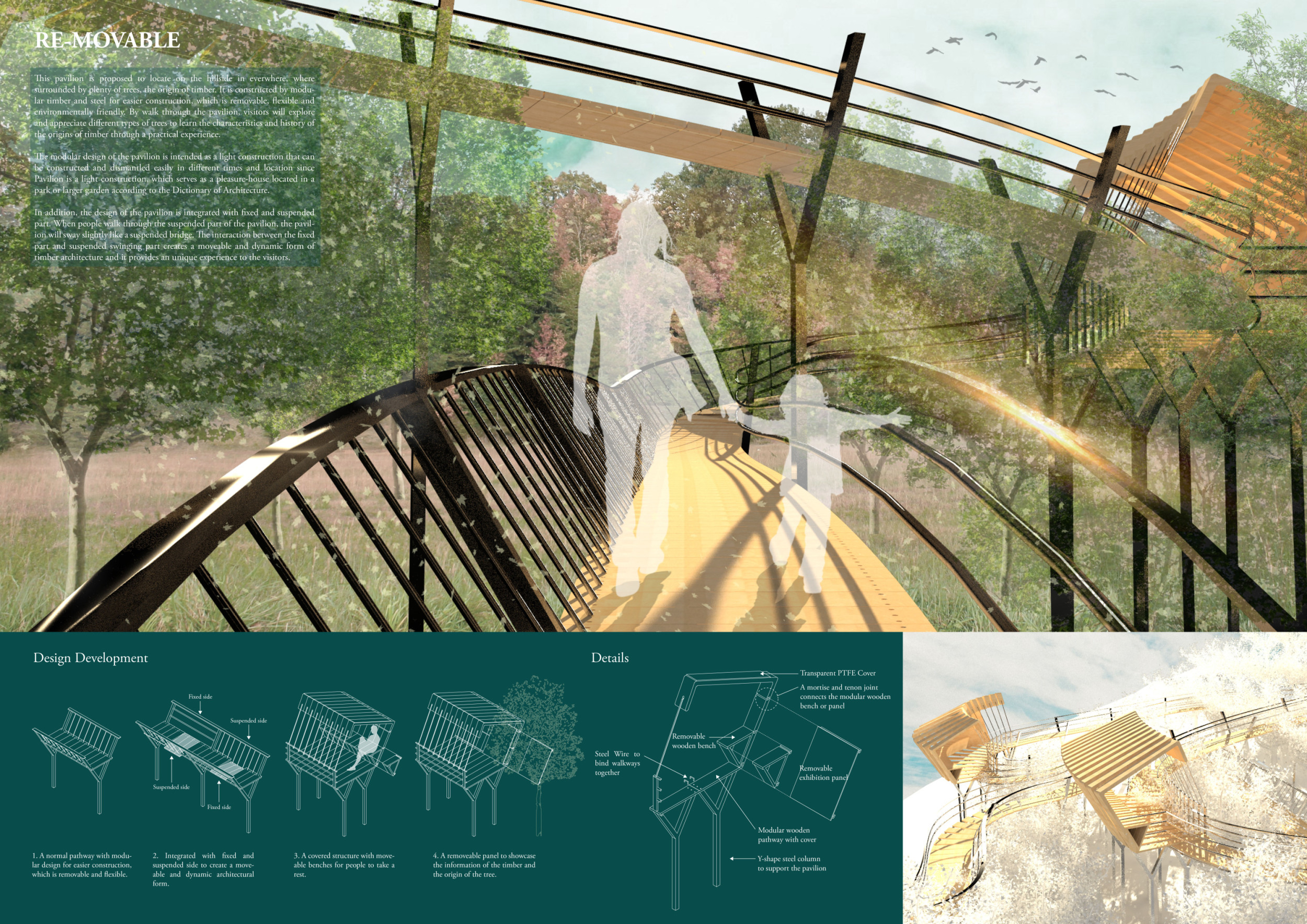 Architecture project // Suspended Timber Pavilion Enveloped in Nature’s ...