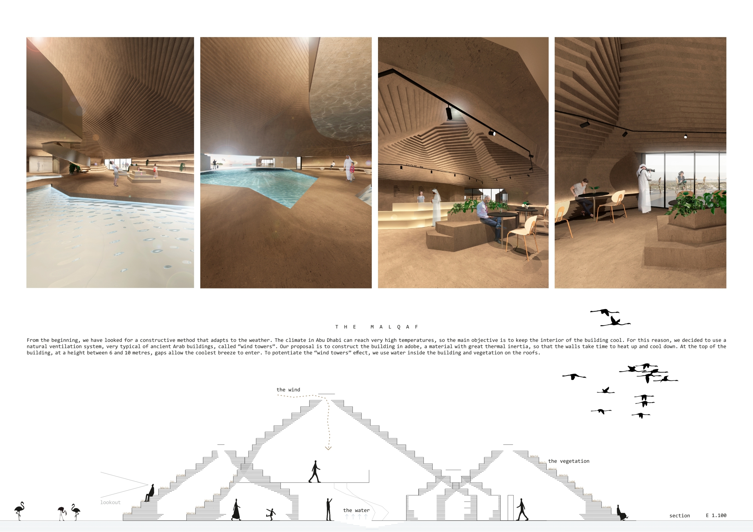 Architecture project // Adobe Structures with Wind Towers Overlooking ...