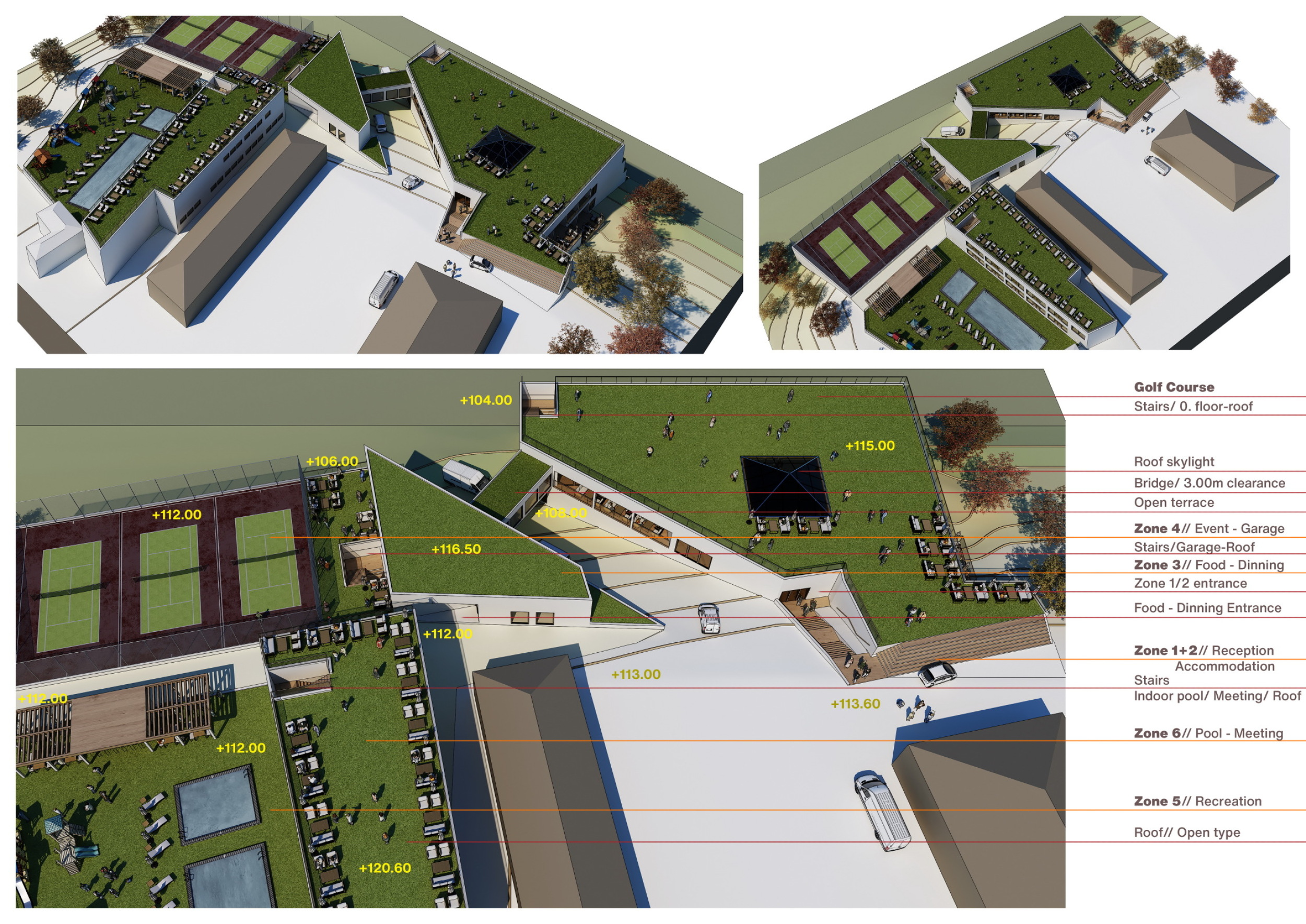 Architecture project // Rooftop Golf Course and Indoor Pool Enhance ...