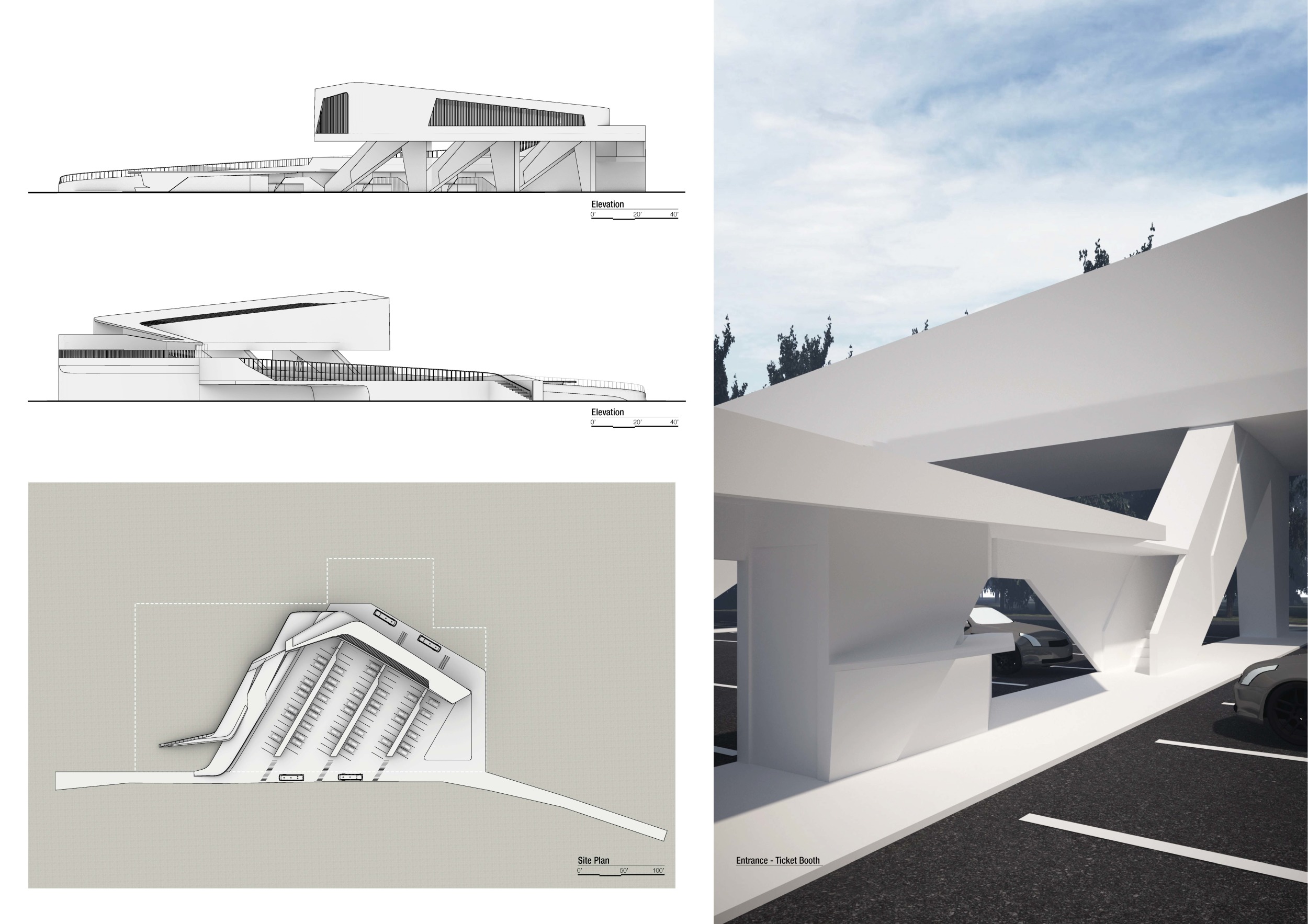 Architecture project // Floating Volume Integrating Sinuous Pathways ...