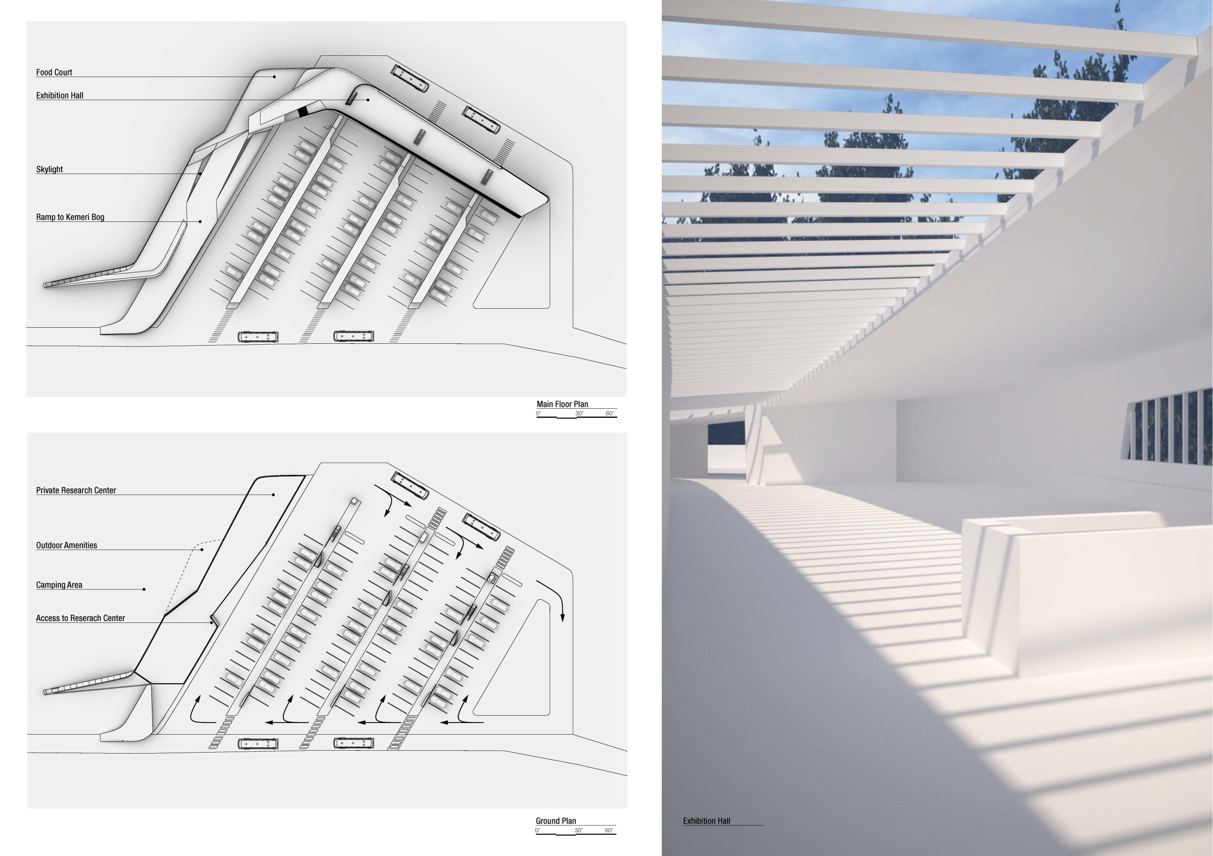 Architecture project // Floating Volume Integrating Sinuous Pathways ...