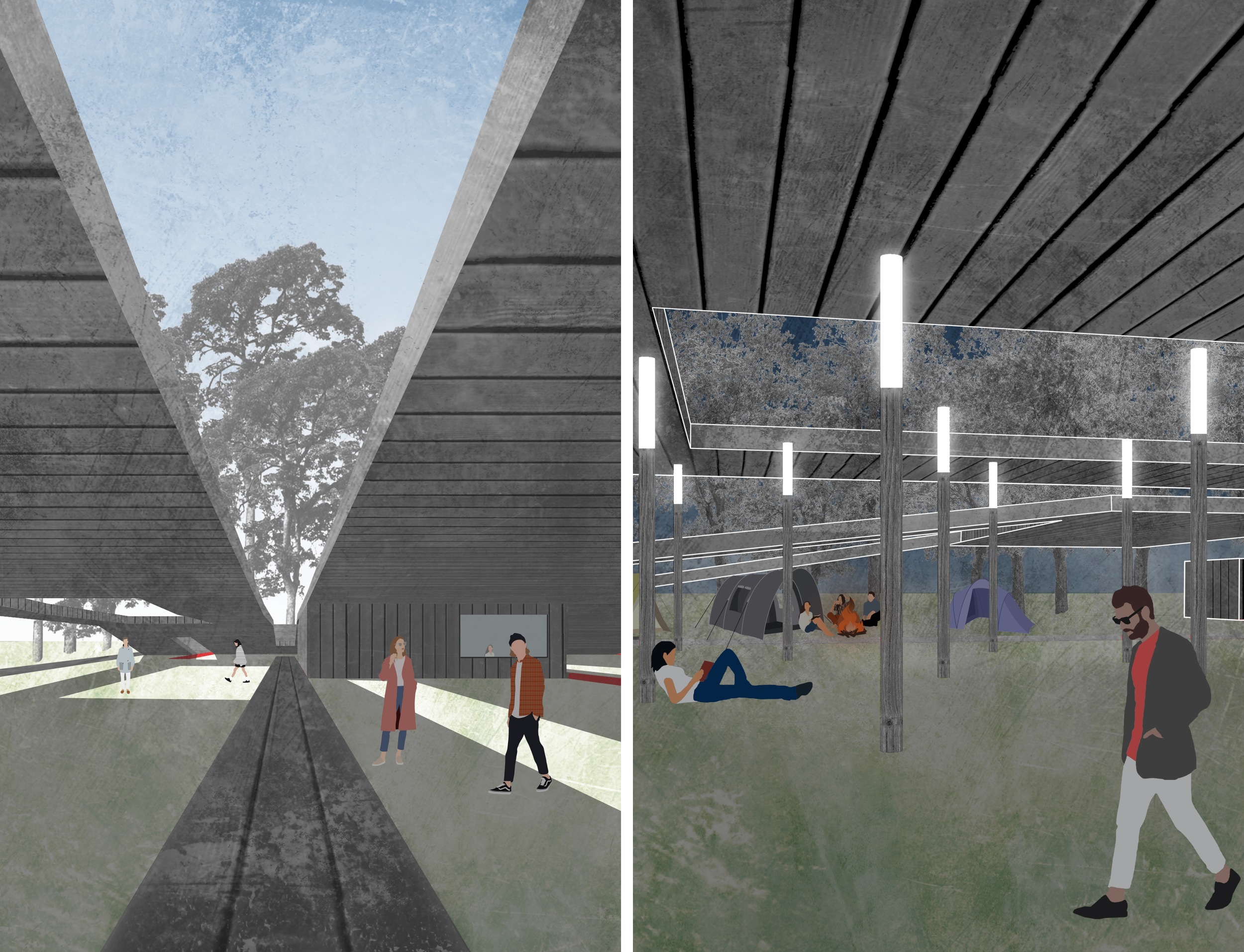Architecture project // Wooden Paths Winding Through a Dynamic Green ...
