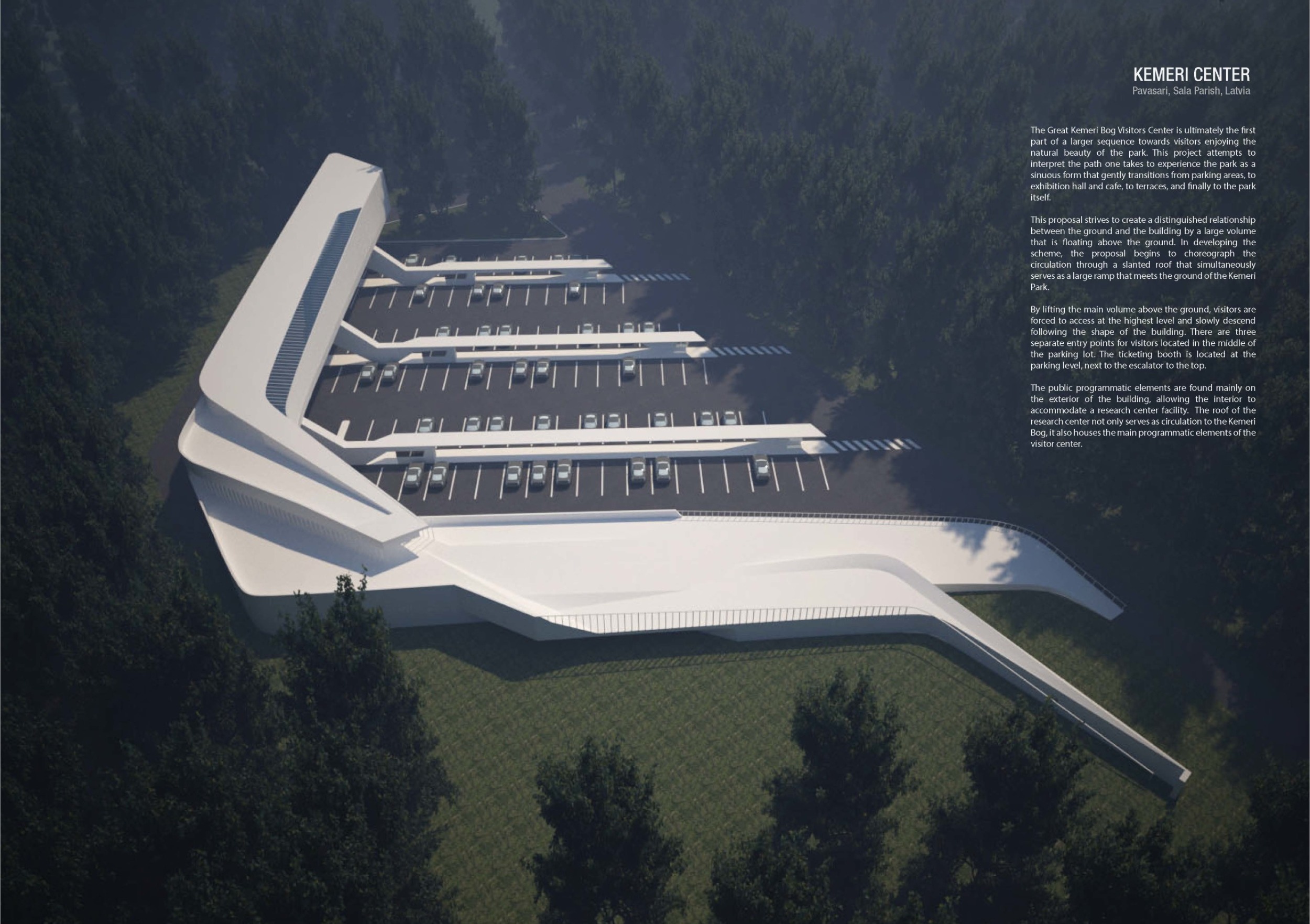 Architecture project // Floating Volume Integrating Sinuous Pathways ...