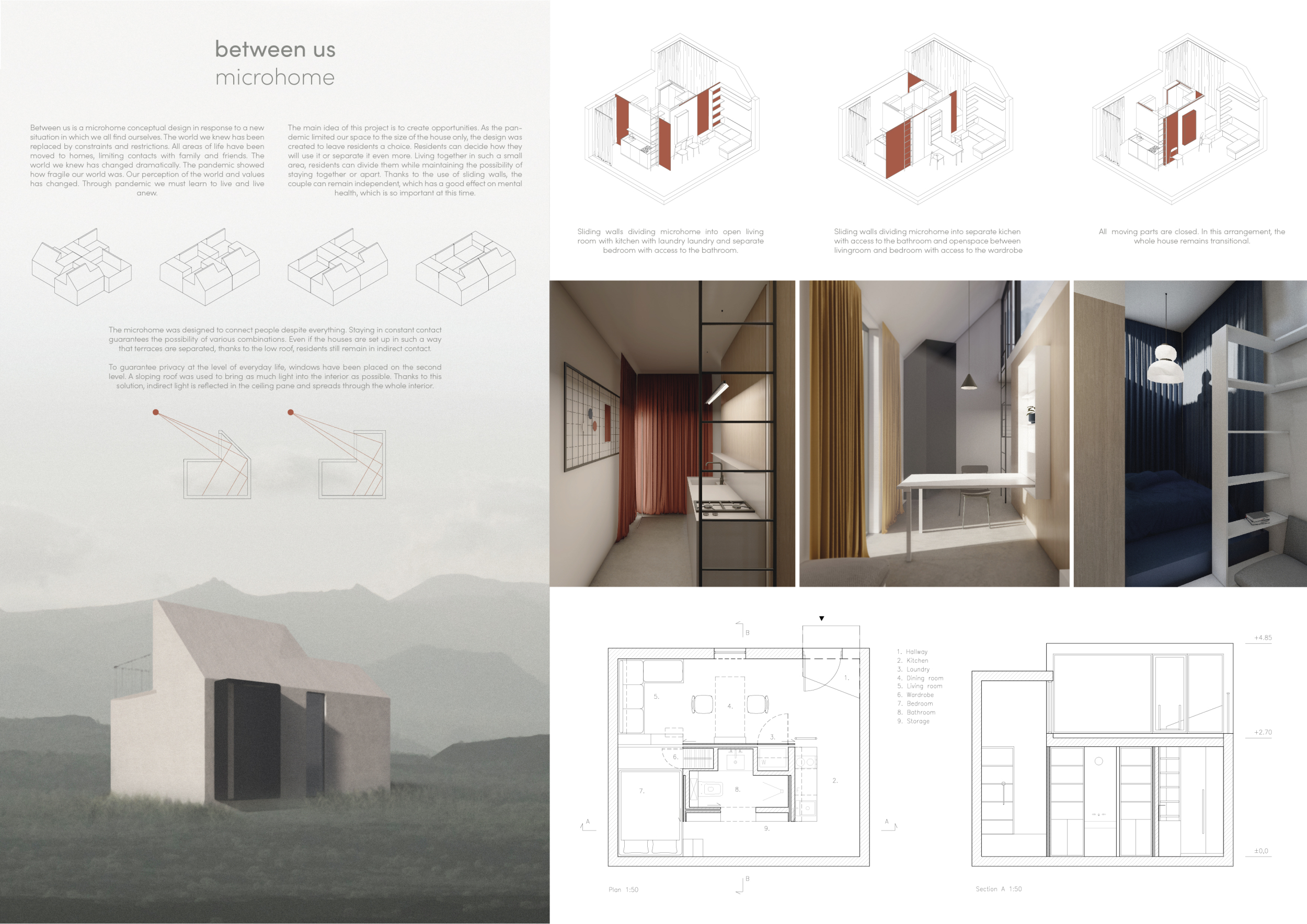 Architecture project // Adaptable Living Spaces with Sliding Walls and ...