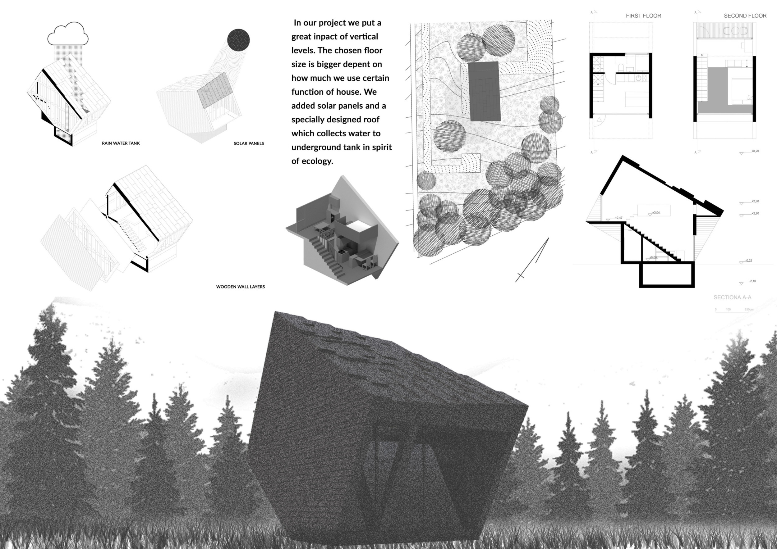 Architecture project // Wooden Walls and Rainwater Systems in a ...