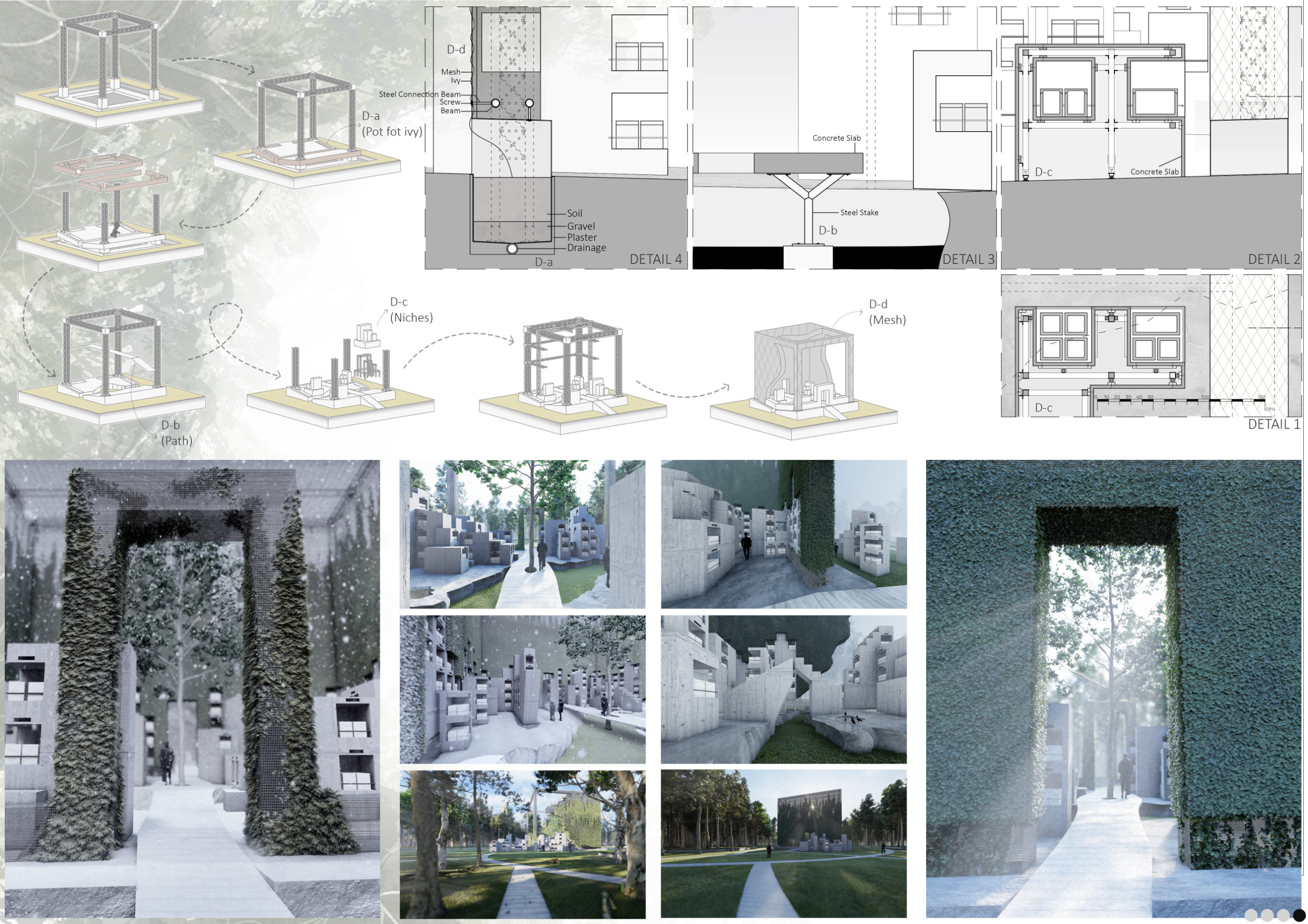 Architecture project // Ivy-Integrated Concrete and Steel Memorial ...
