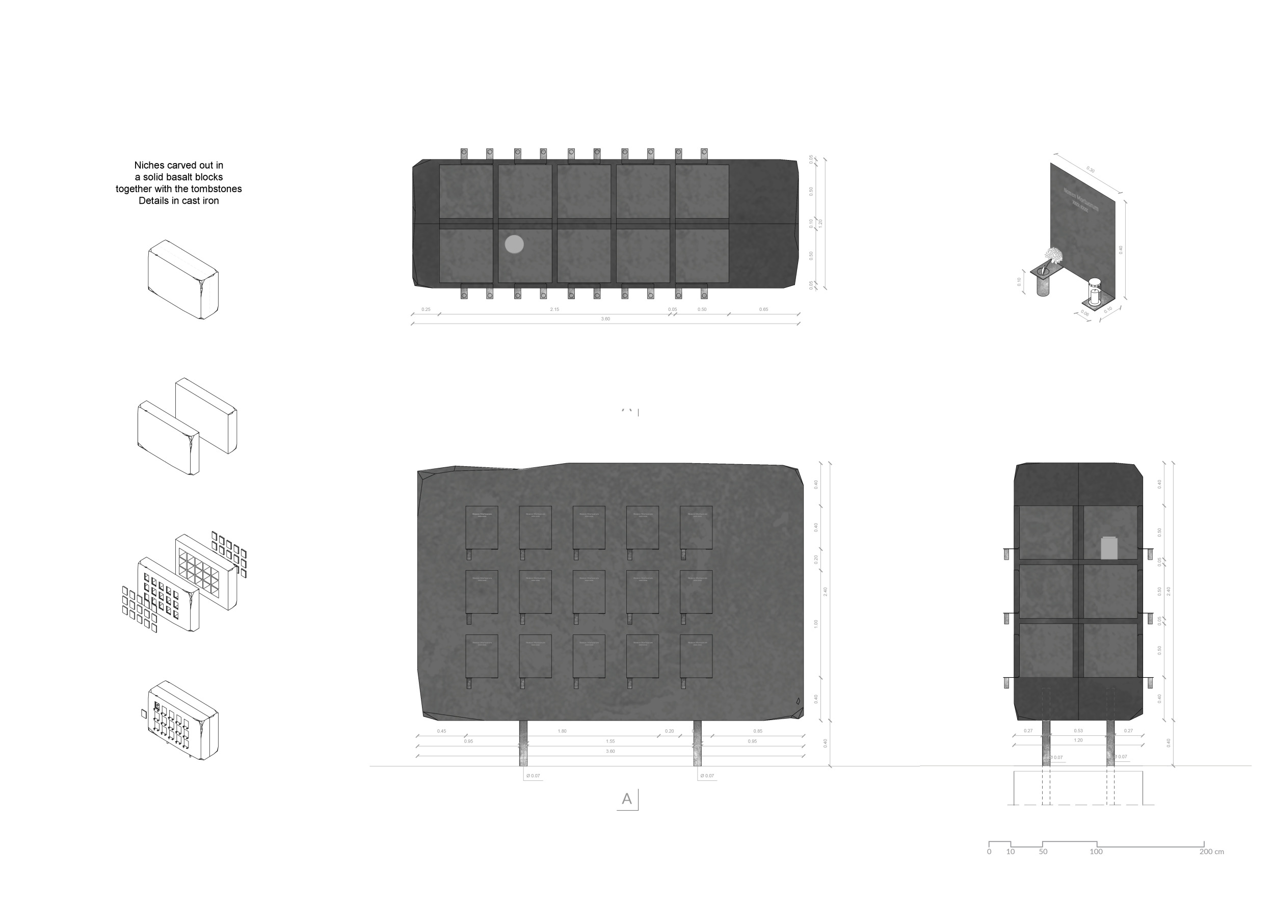 Architecture project // Basalt Niches and Cast Iron Details in a ...
