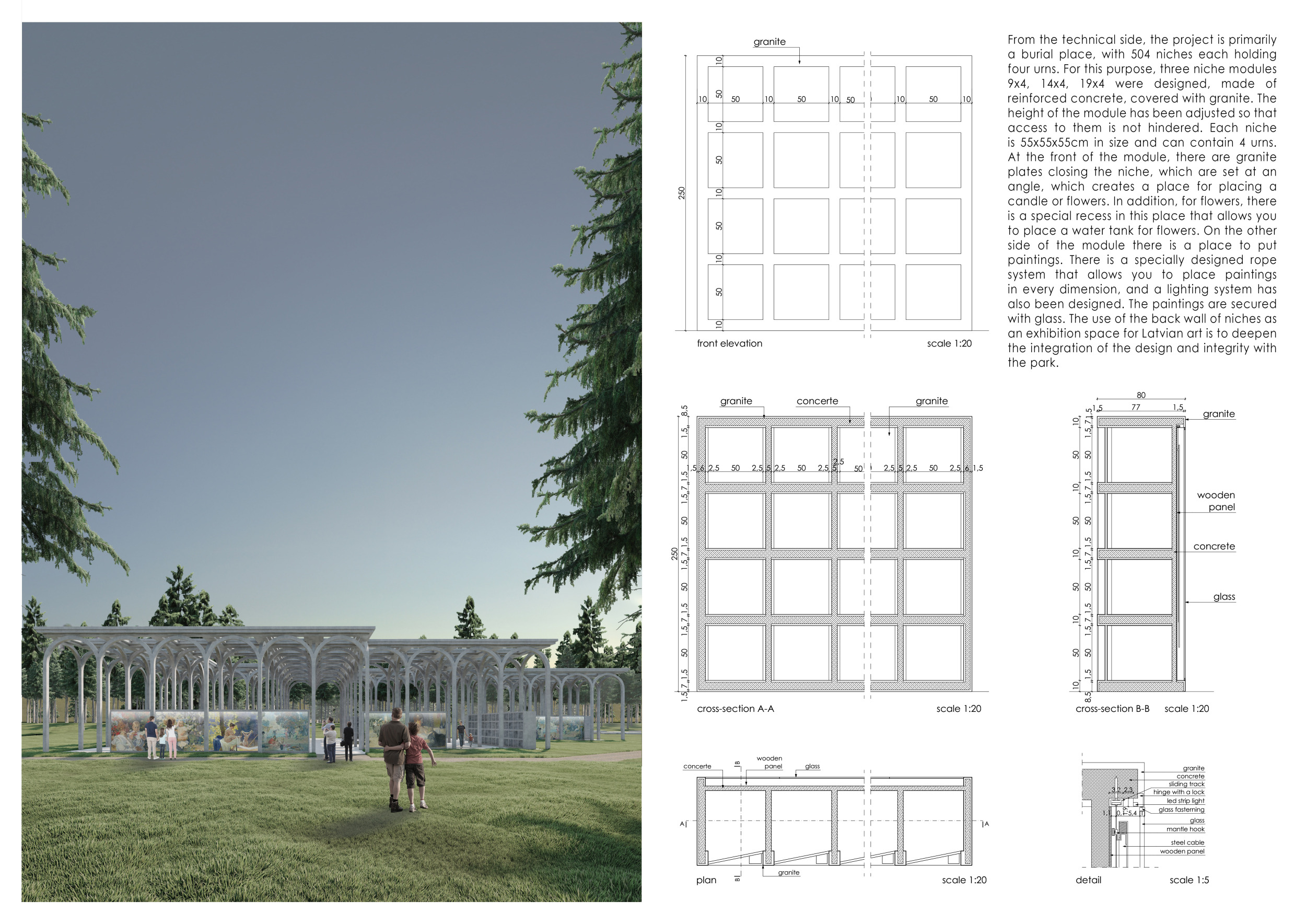 Architecture project // Granite Niches Framed by Serene Greenery in a ...