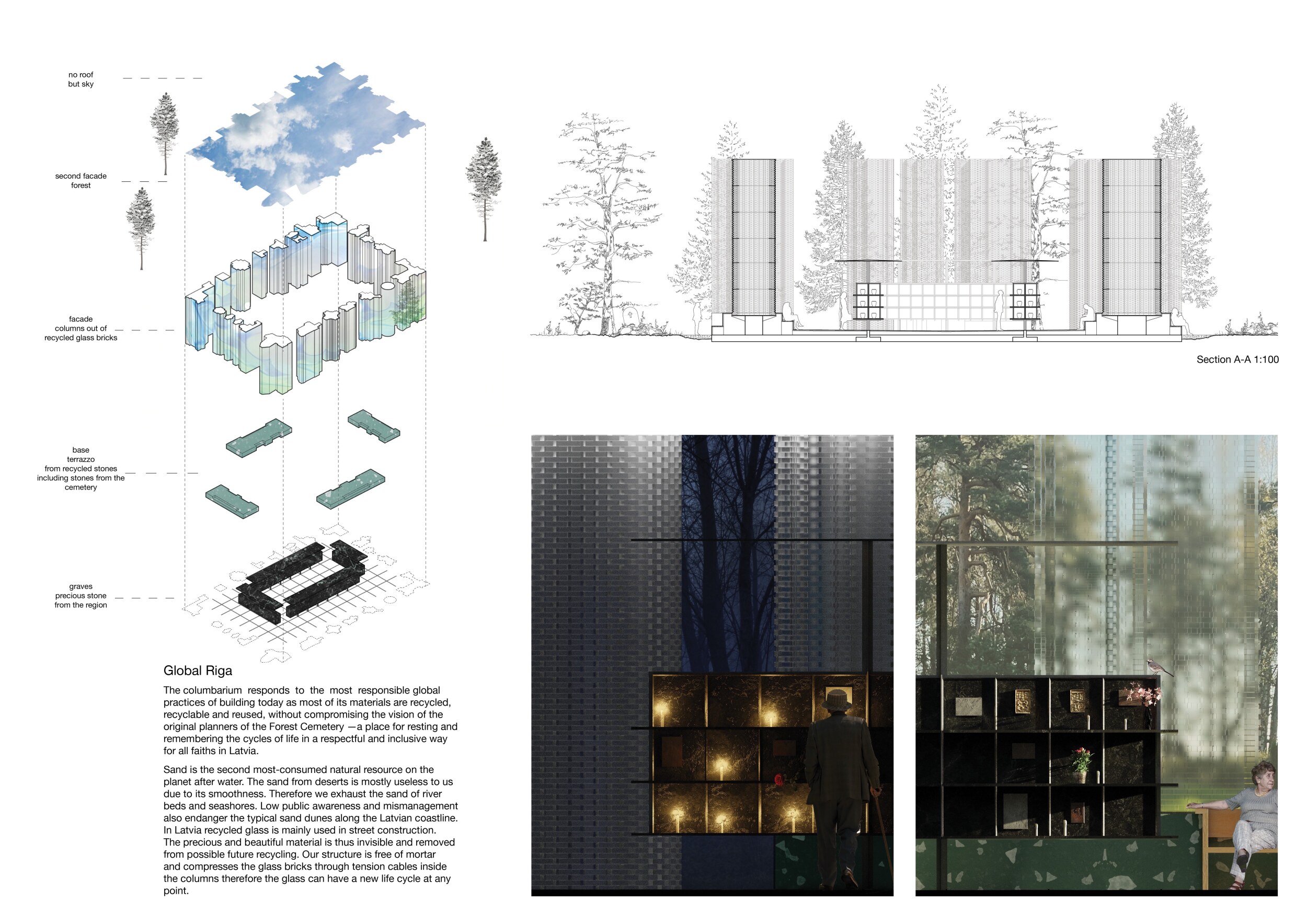 Architecture project // Floating Opaque Stone Amidst Vertical Glass ...