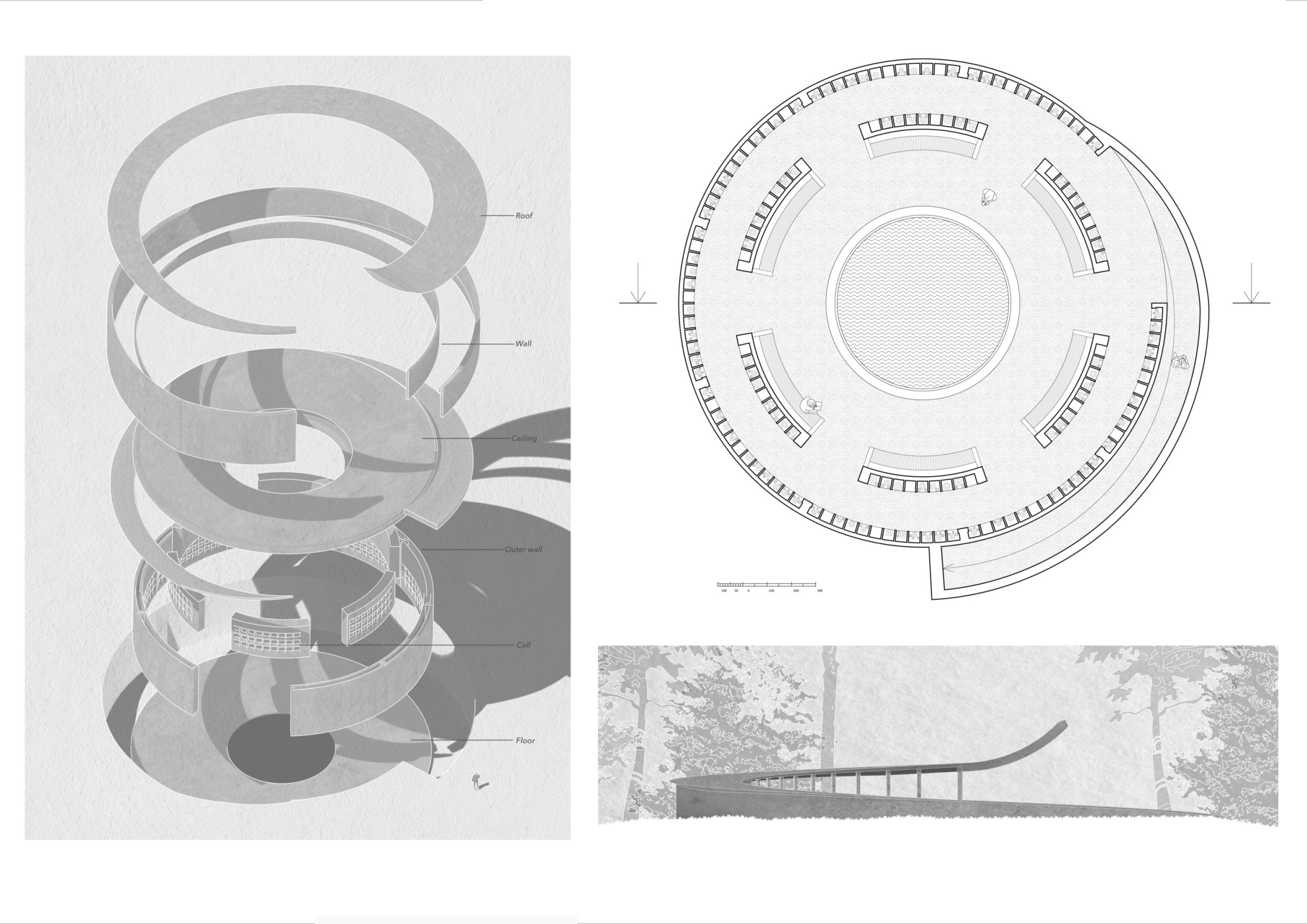 Architecture project // Green Ribbon Roof with Impluvium for Reflective ...