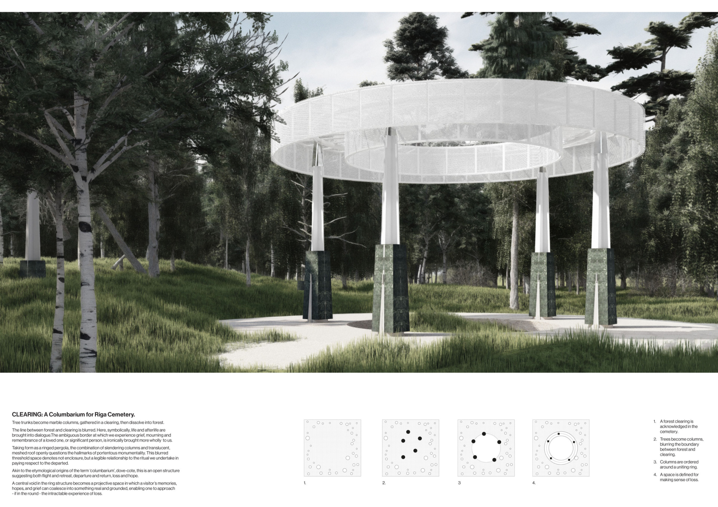 Architecture project // Circular Columbarium with Dark Green Marble ...