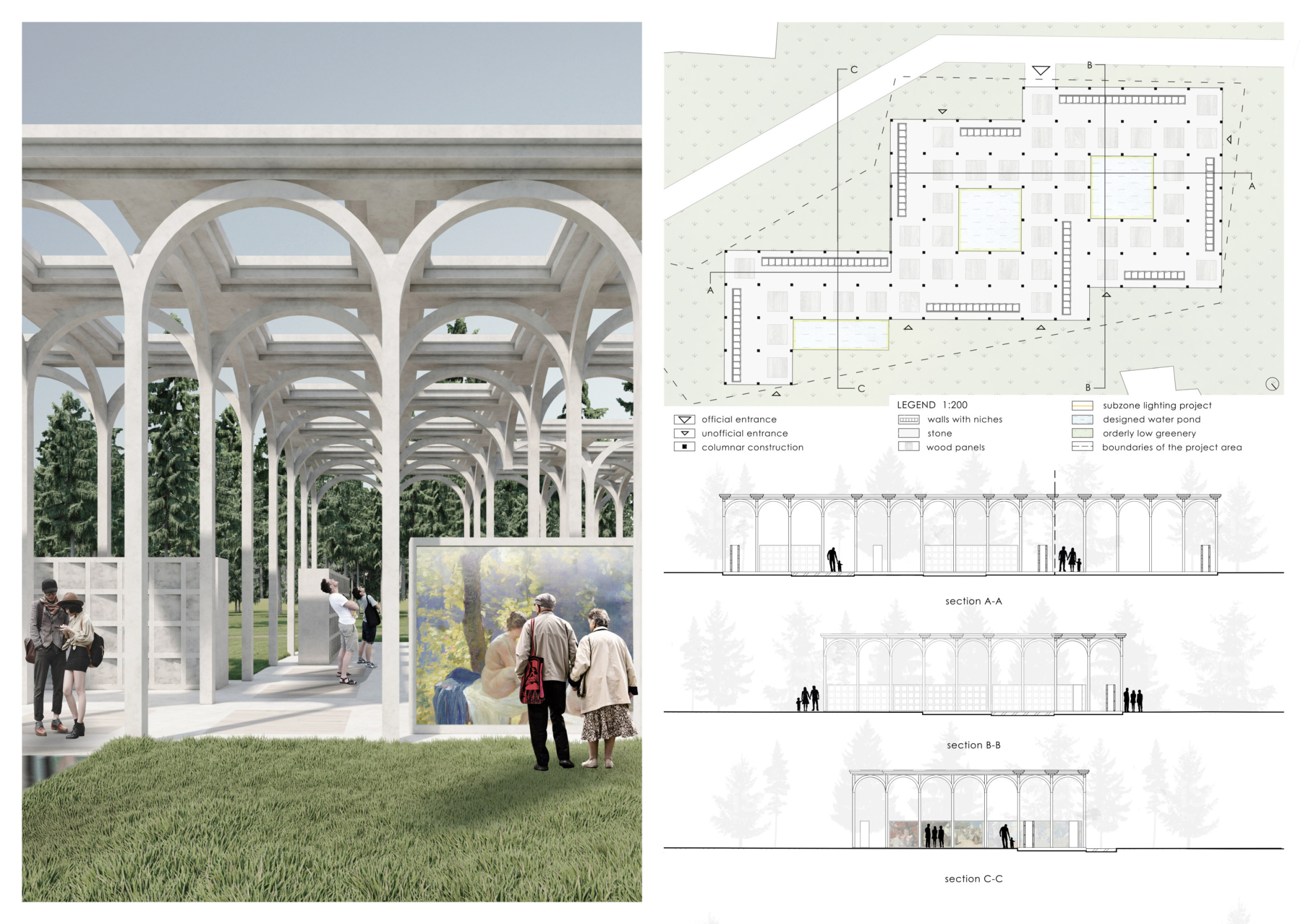 Architecture project // Granite Niches Framed by Serene Greenery in a ...