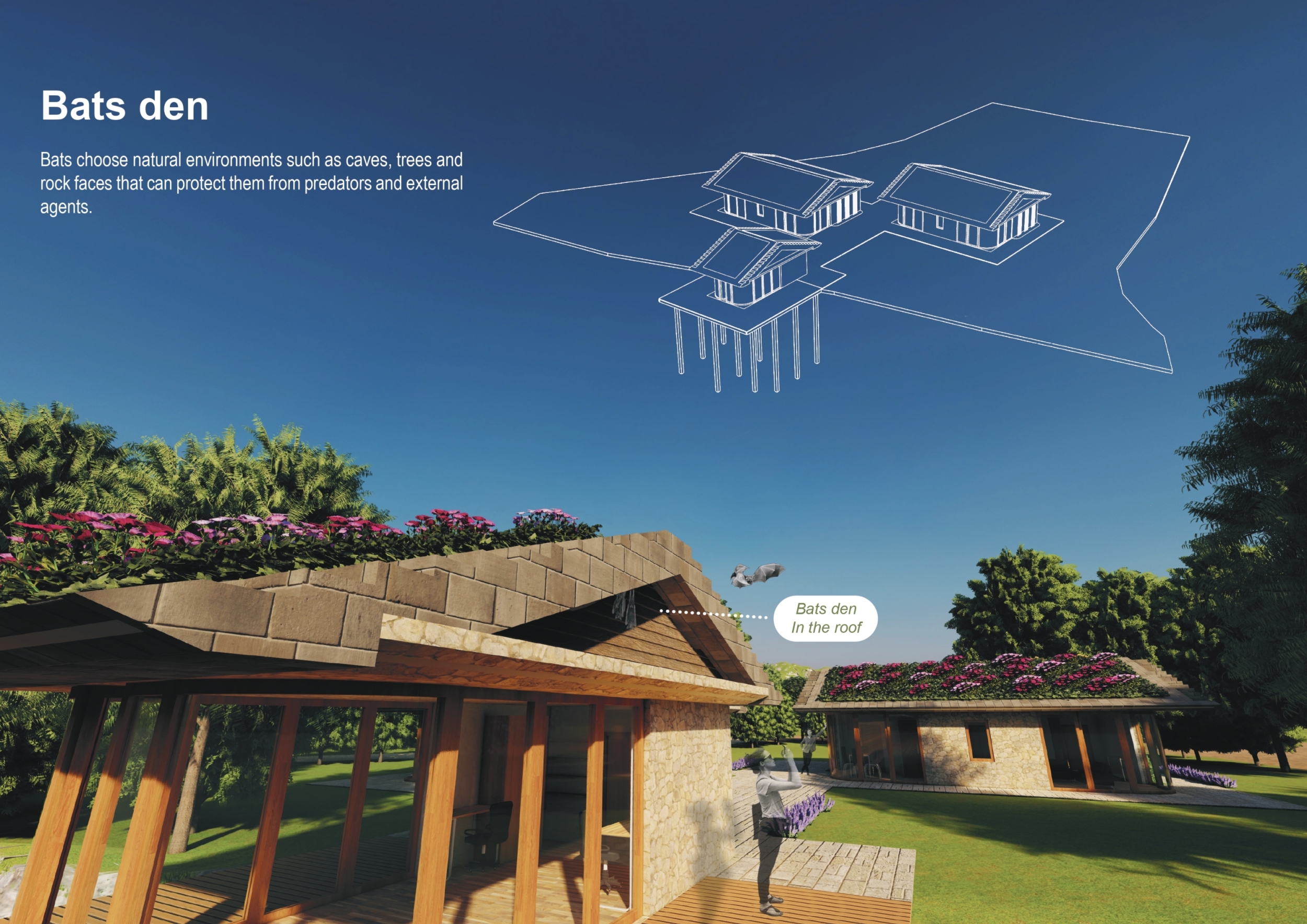 Architecture project // Garden Roof and Bats Den Enhancing Community ...