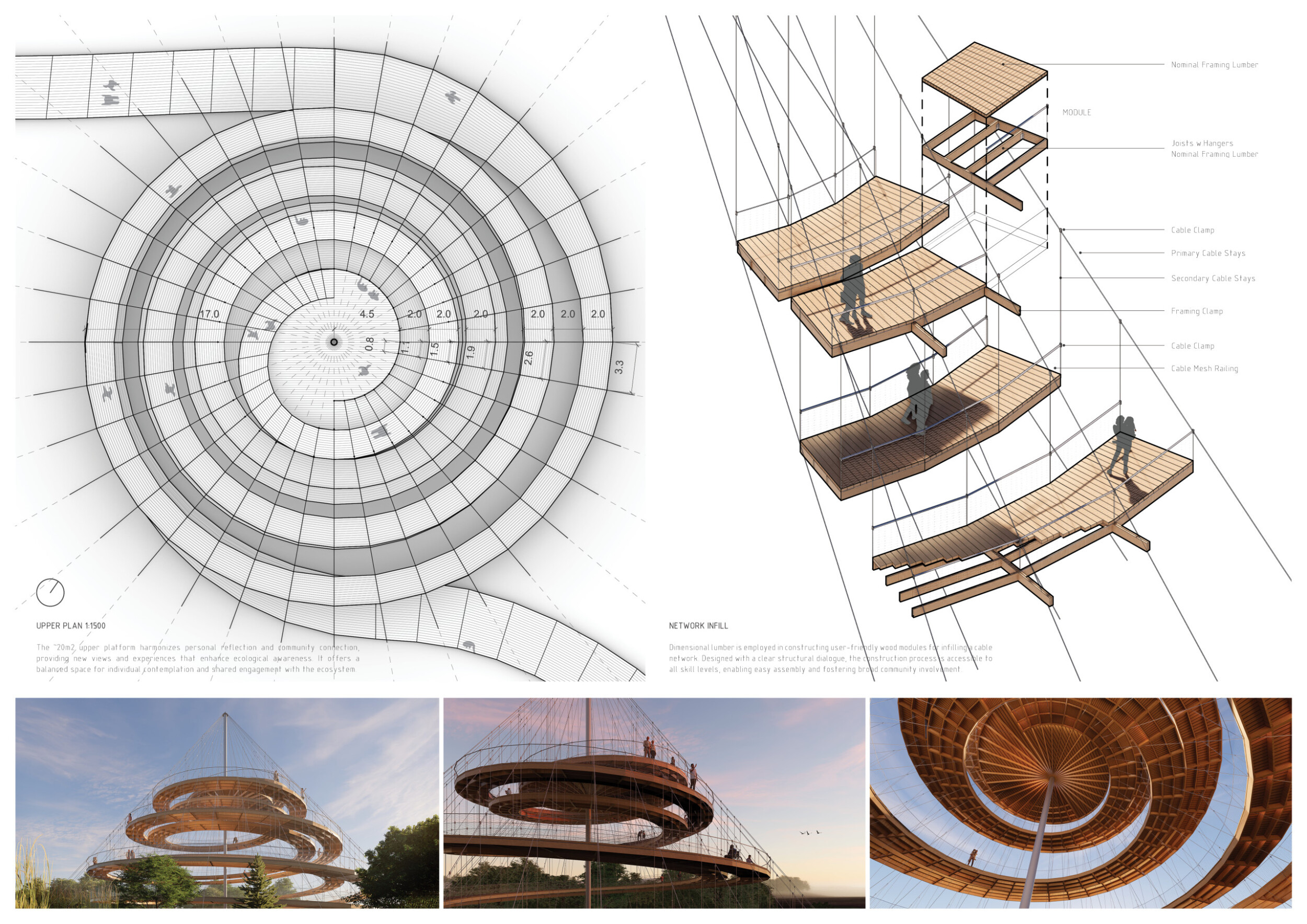 Architecture project // Cable-Stayed Structure Featuring Natural Wood ...