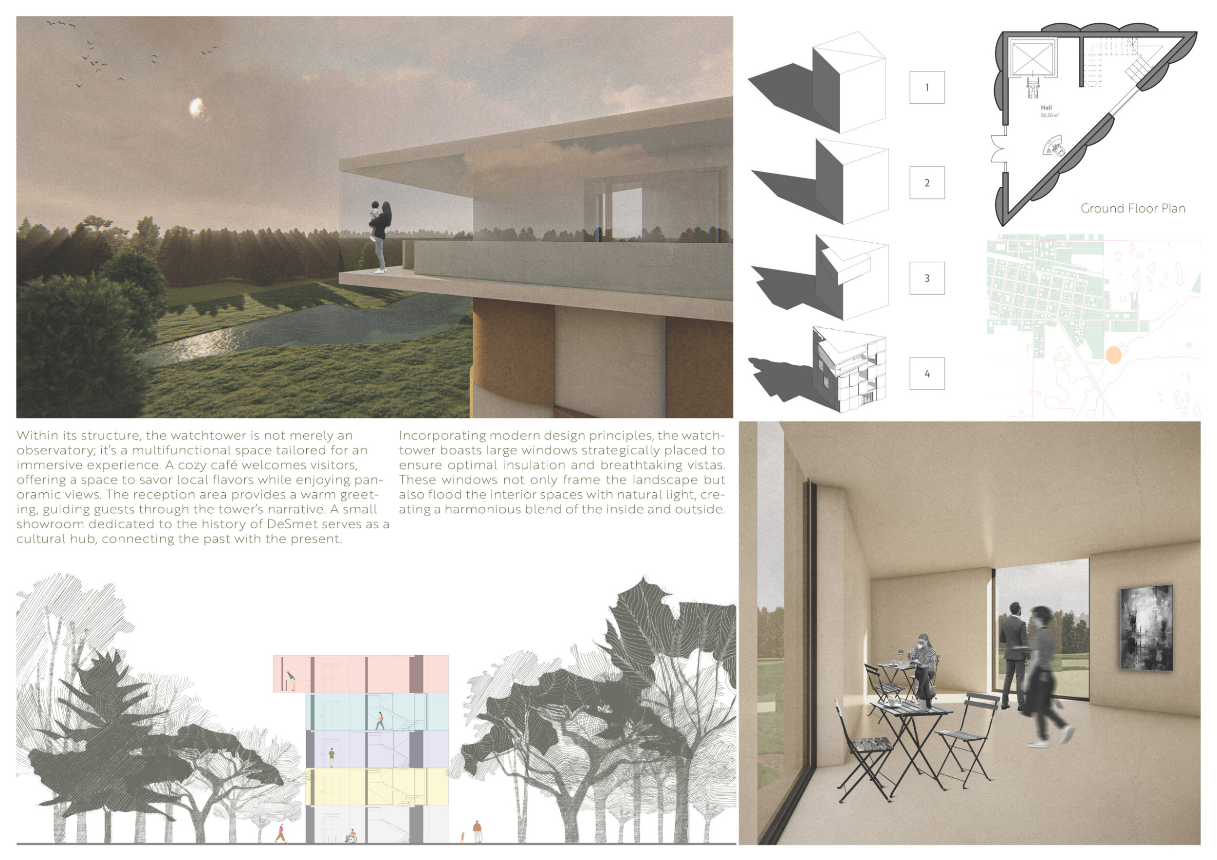 Architecture project // Triangular Watchtower Featuring Concrete and ...