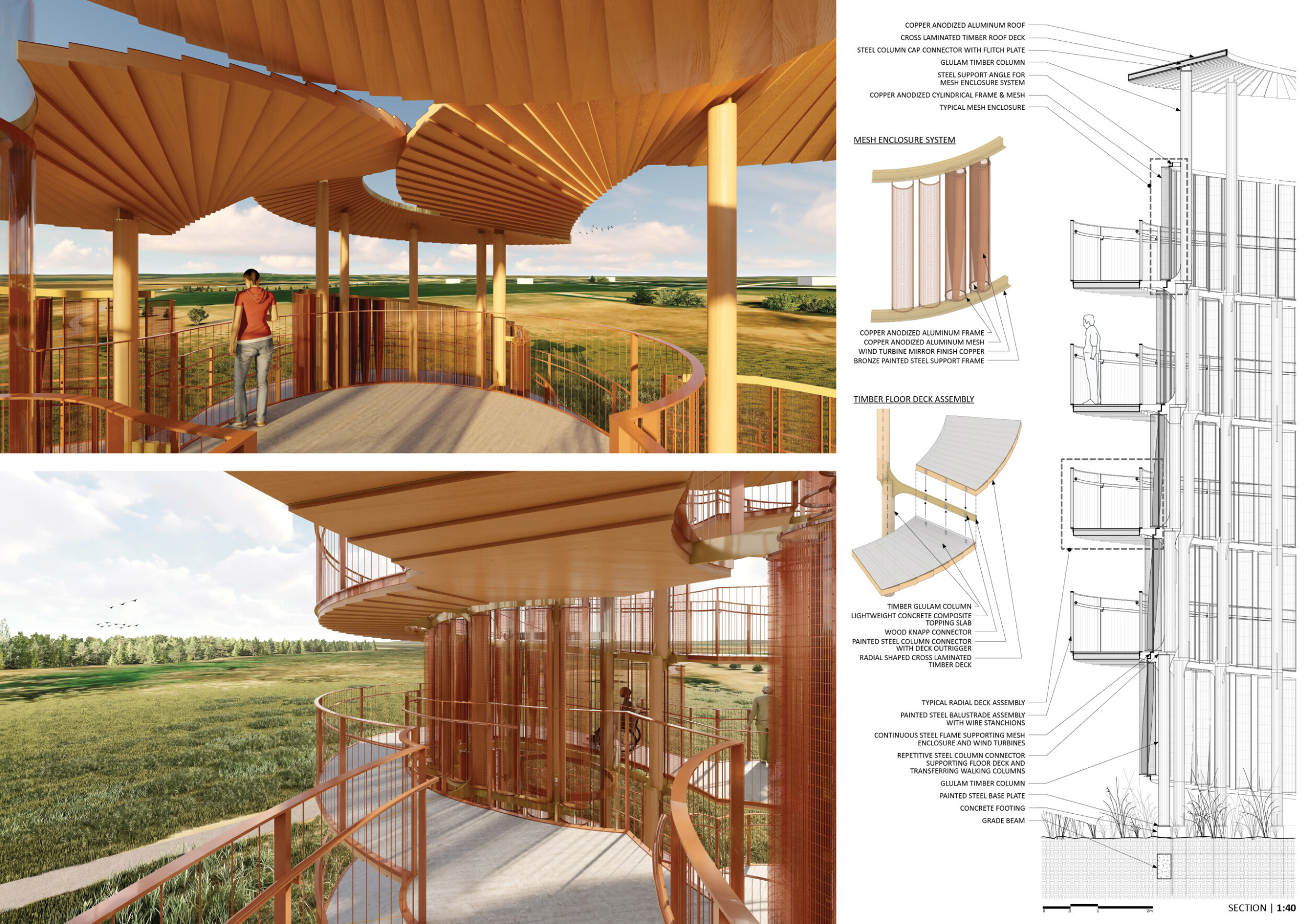 Architecture project // Spiral Observation Tower Clad in Copper and ...