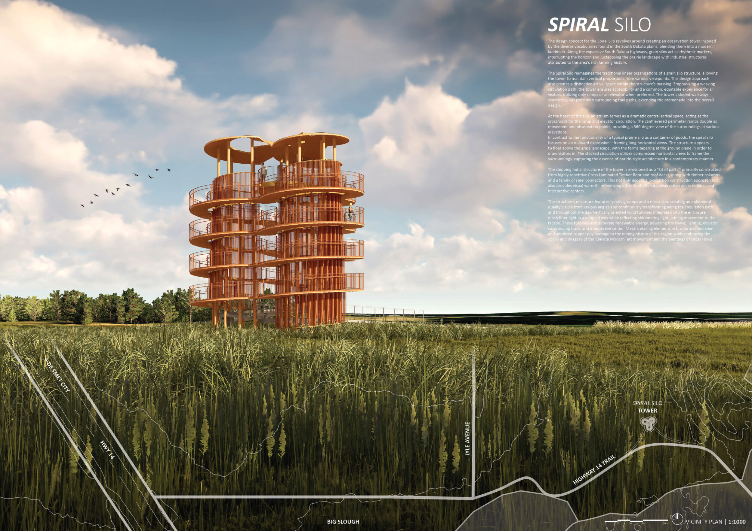 Architecture project // Spiral Observation Tower Clad in Copper and ...