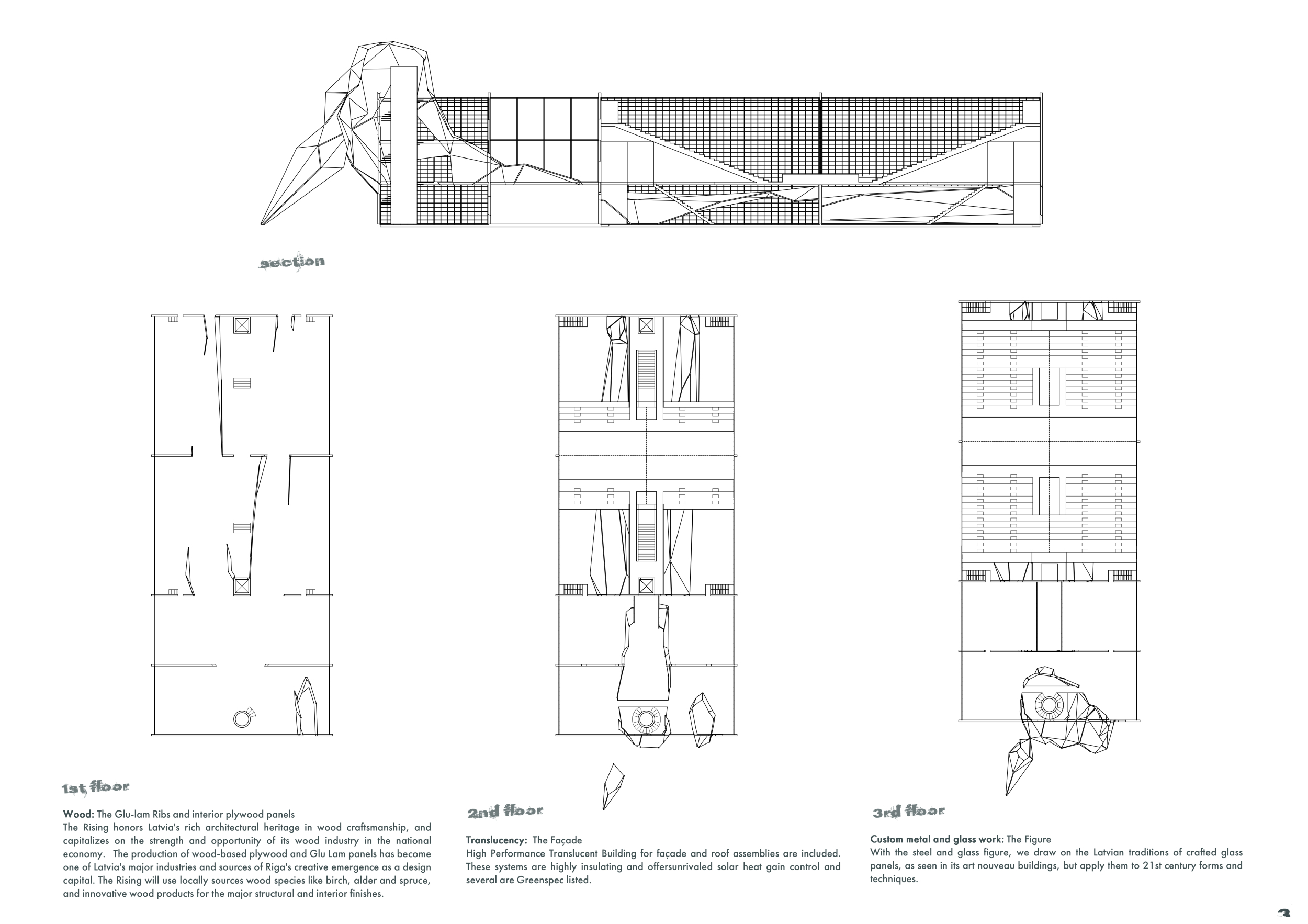 Architecture project // Translucent Glass Façade with Glu-Lam Structure ...