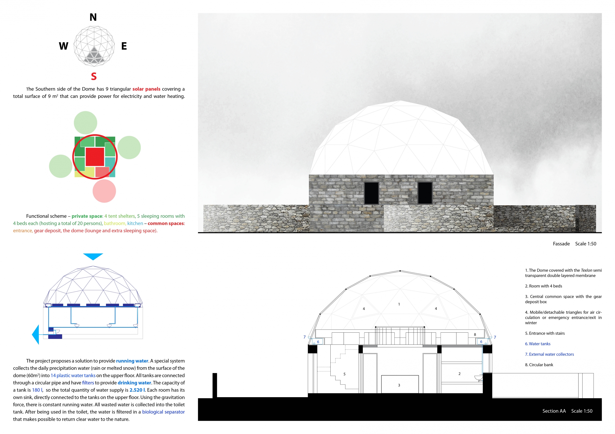 Architecture project // Teflon Membrane Dome and Local Stone Structure ...