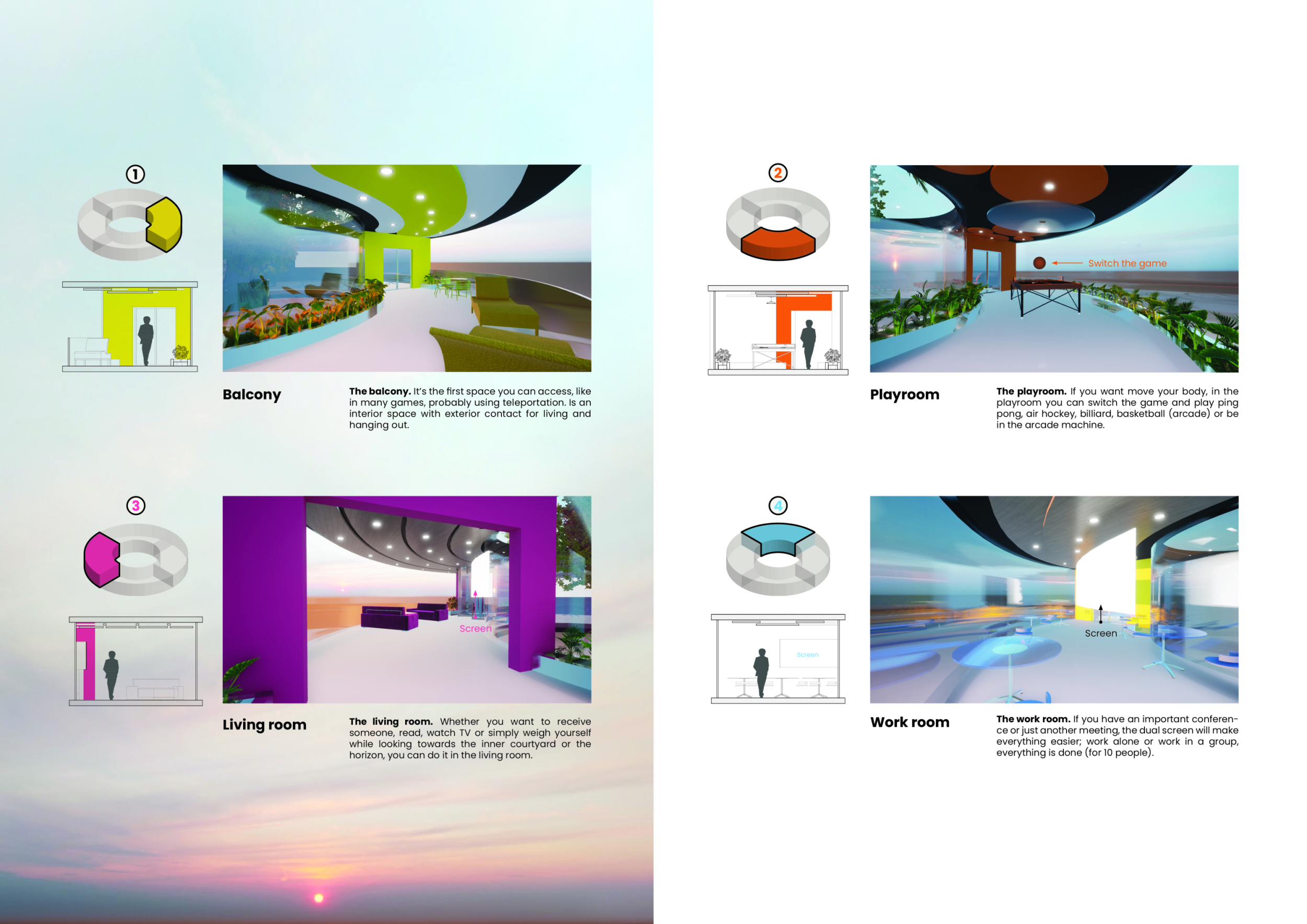Architecture project // Elevated Living with Virtual Spaces and Radial ...