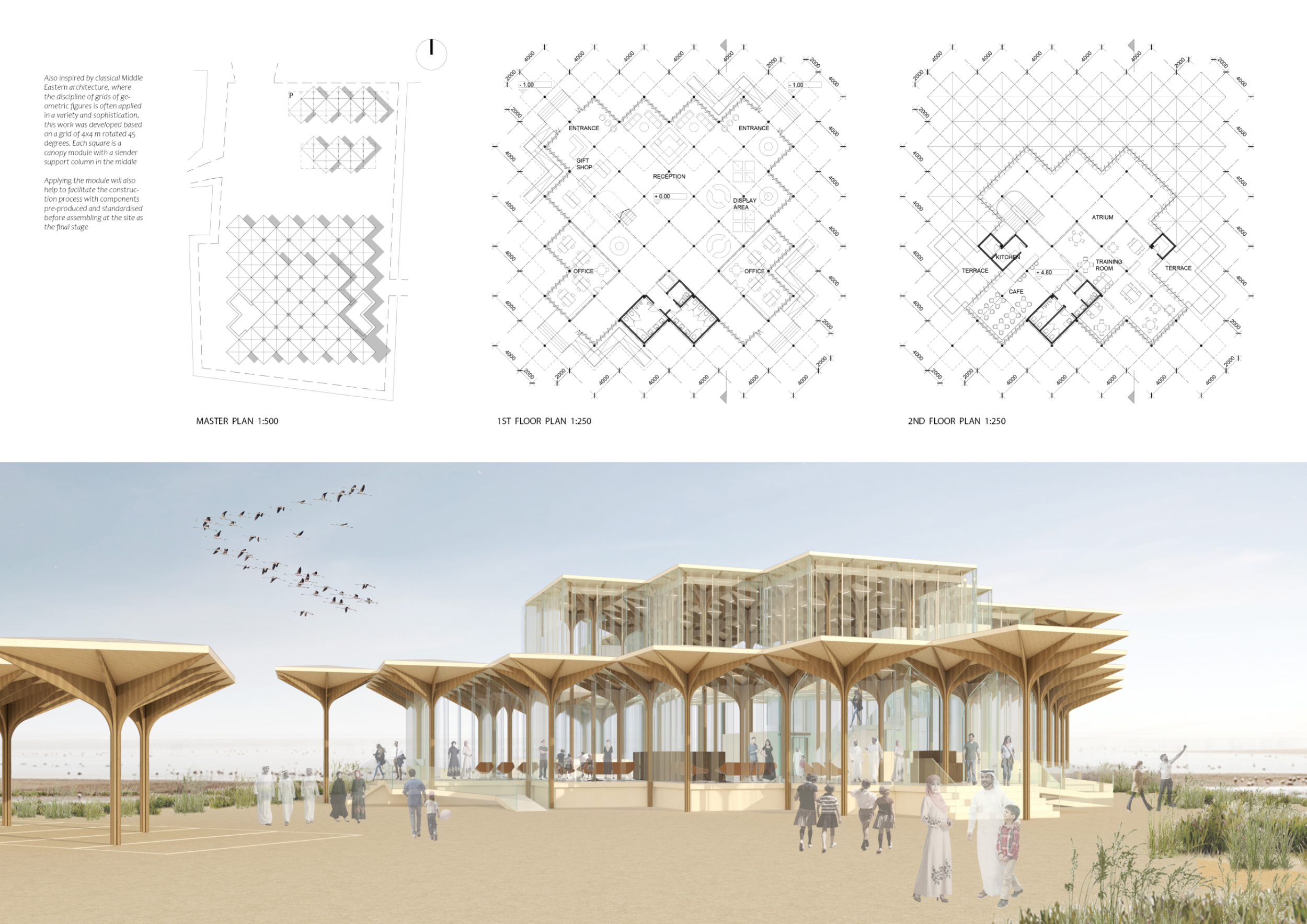 Architecture project // Floating Canopies with Gfrc and Glass Amidst ...