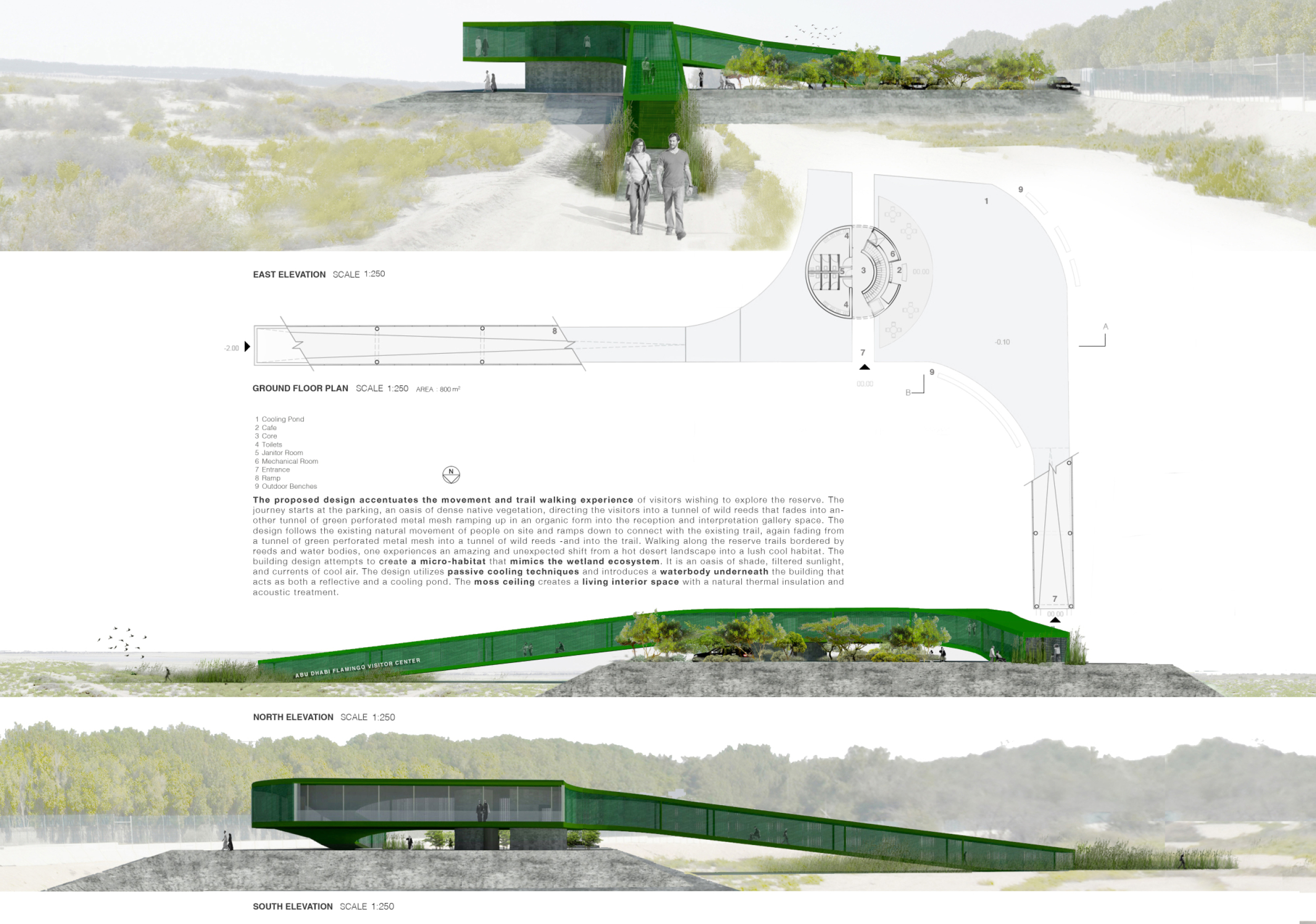 Architecture project // Moss-Covered Ceilings and Perforated Mesh in a ...
